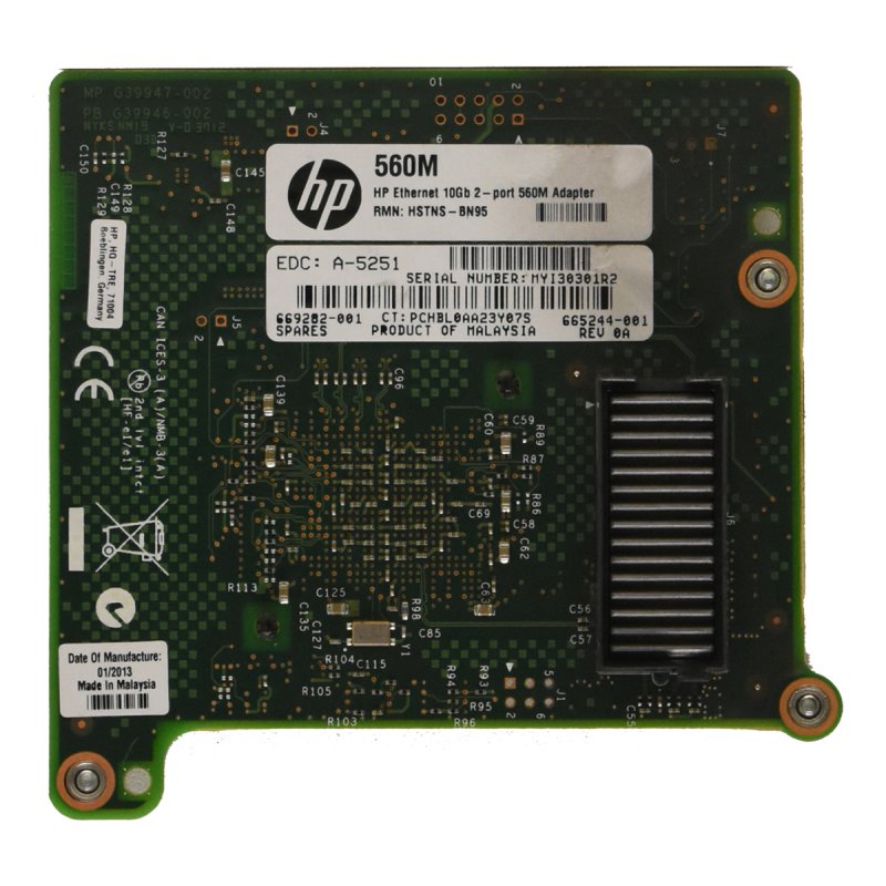 HP 560M Dual Port Ethernet 10Gb Adapter Mezzanine Form Factor 669282-