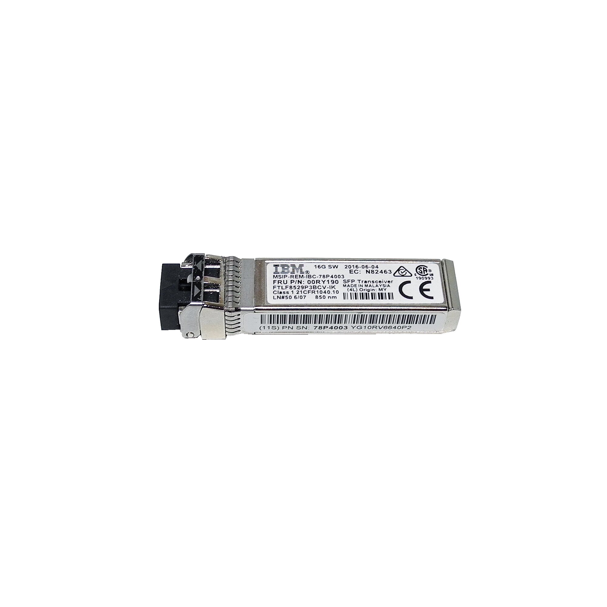IBM Finisar FTLF8529P3BCV-IK 16Gb SW SFP+ FC Transceiver 78P4003 ...