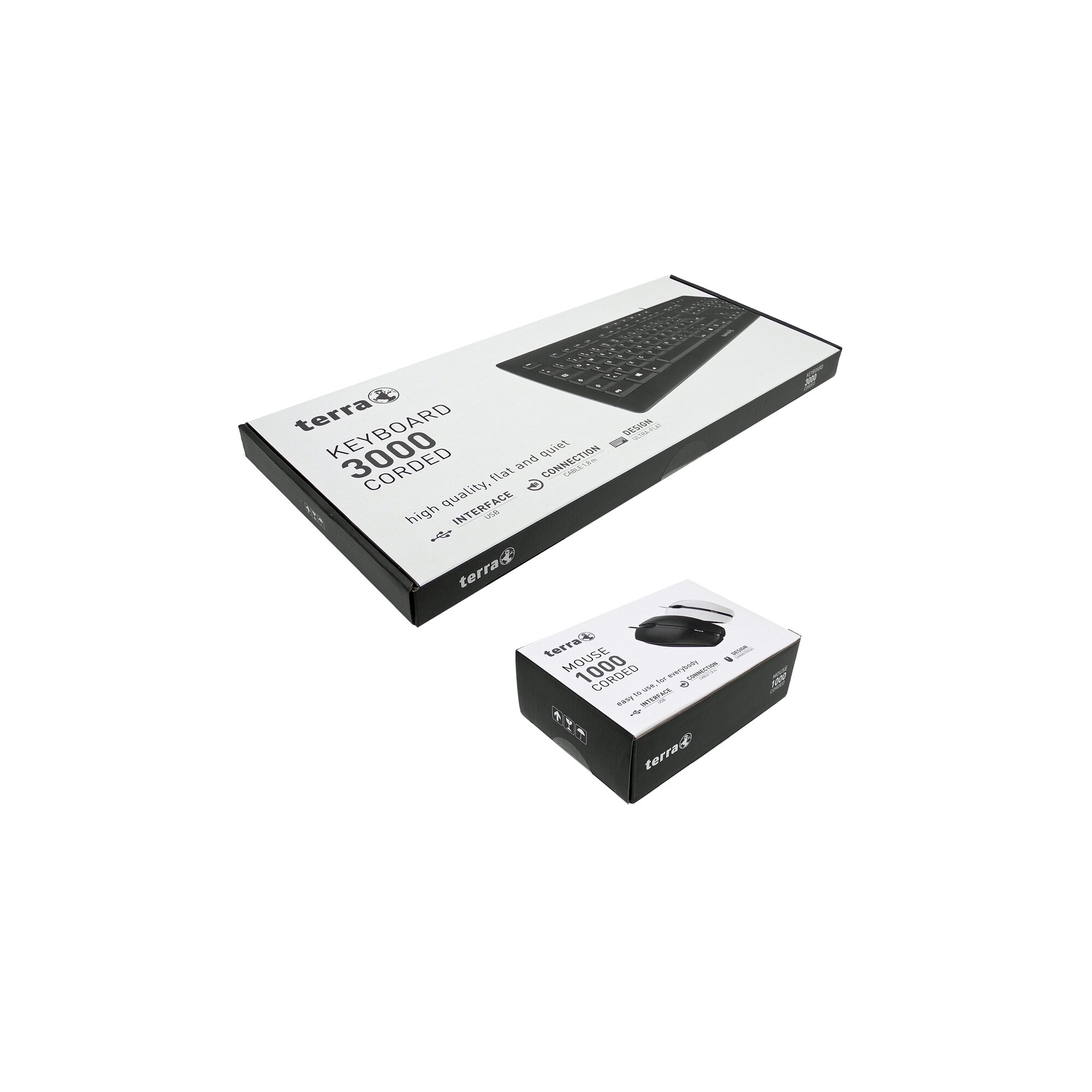 Terra Keyboard 3000 corded DE Black 2810663 + Mouse 1000 corded black ...