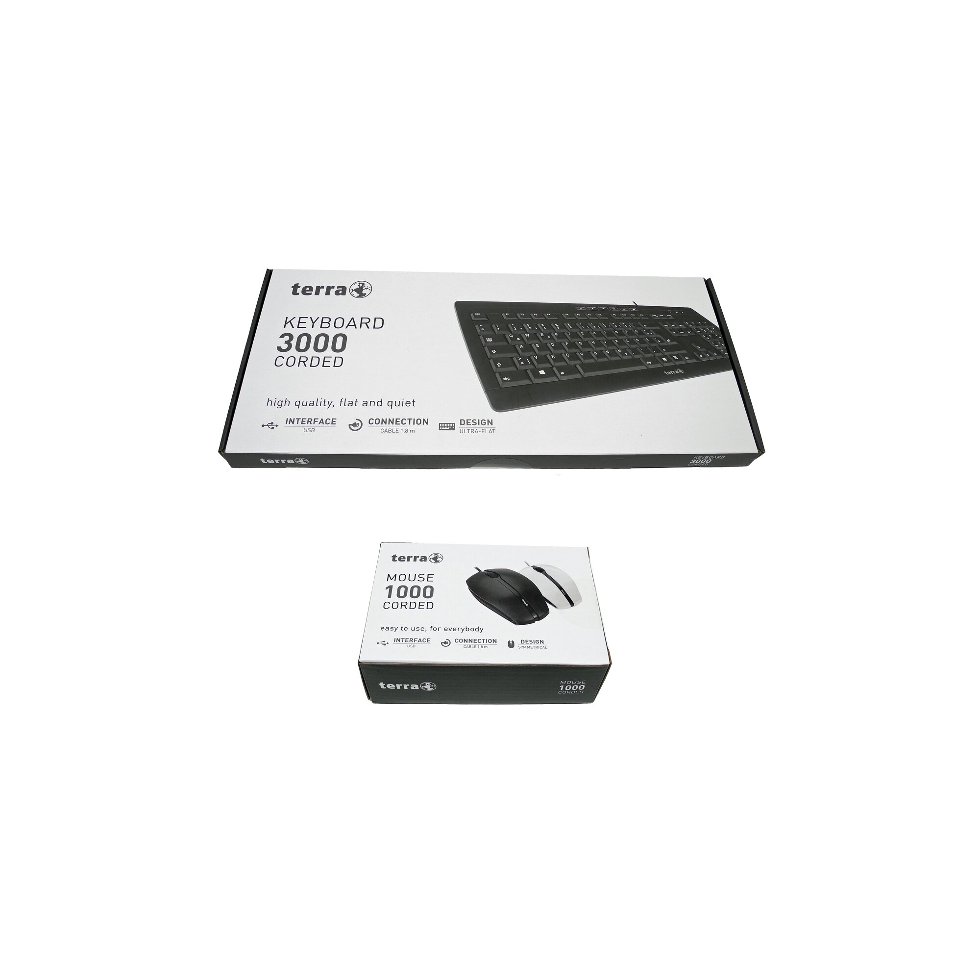 Terra Keyboard 3000 corded DE Black 2810663 + Mouse 1000 corded black ...