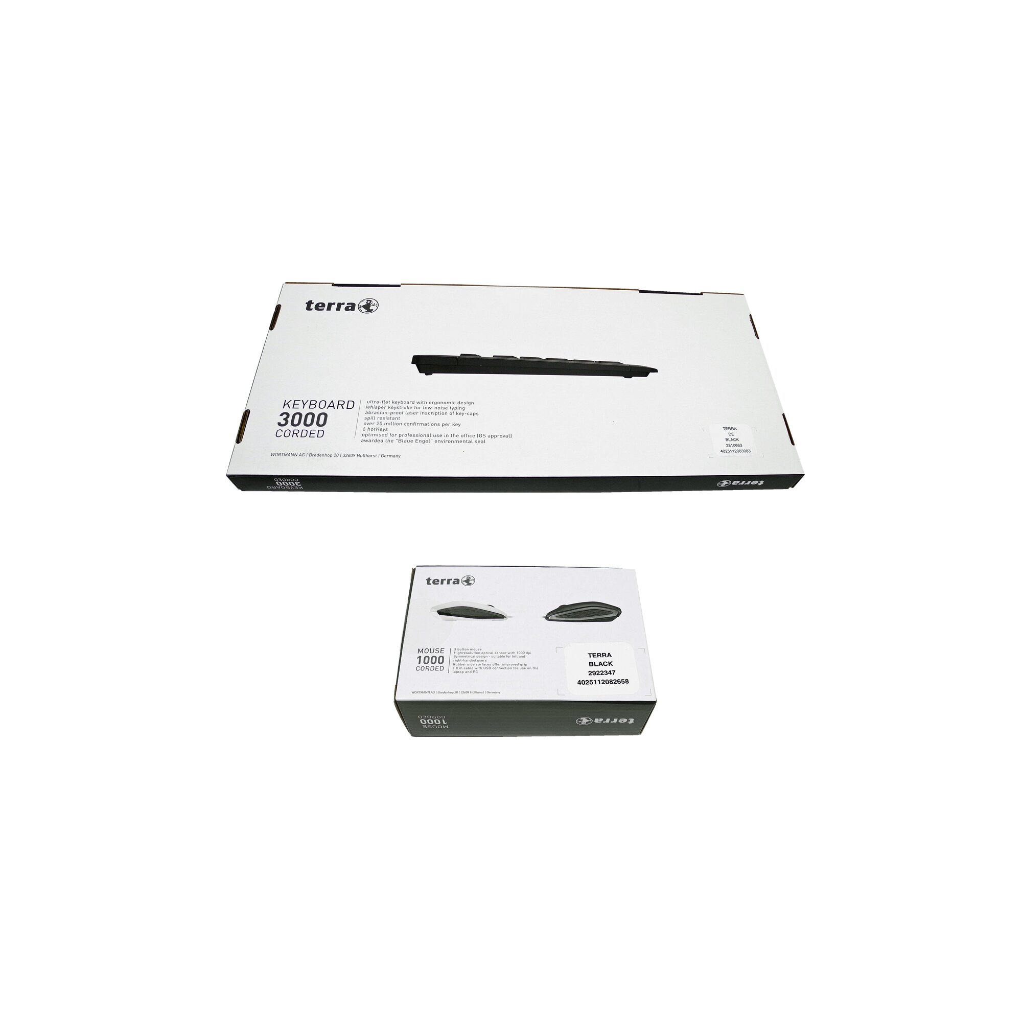 Terra Keyboard 3000 corded DE Black 2810663 + Mouse 1000 corded black ...