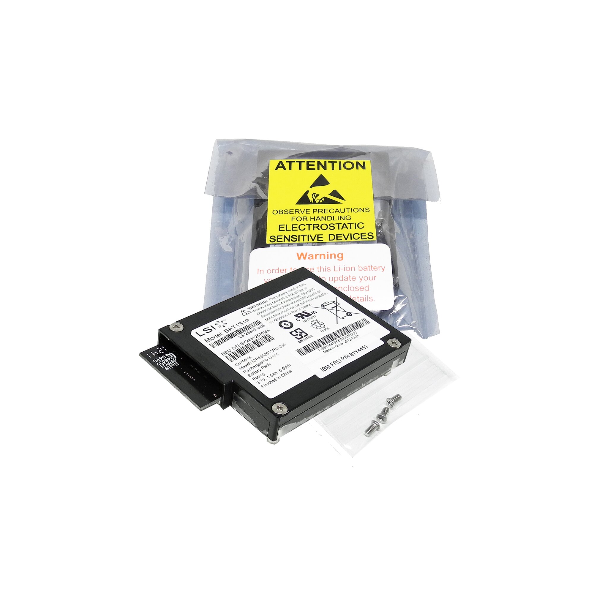 LSI BAT1S1P L3-25343-02B Backup Battery IBM M5000 Series Controller ...