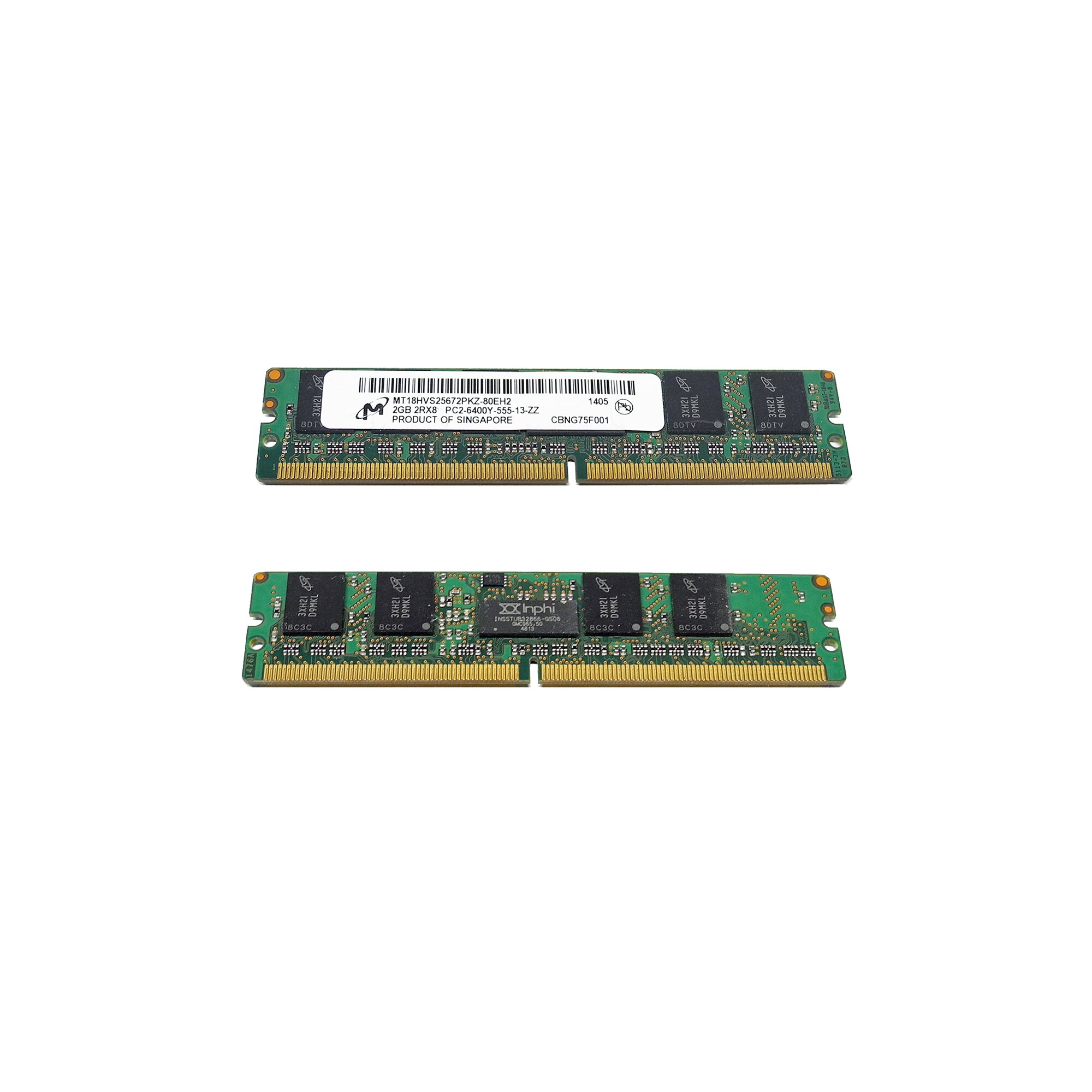 Micron 2GB 2Rx8 PC2-6400Y DDR2 RAM MT18HVS25672PKZ-80EH2 244-pin VLP ...
