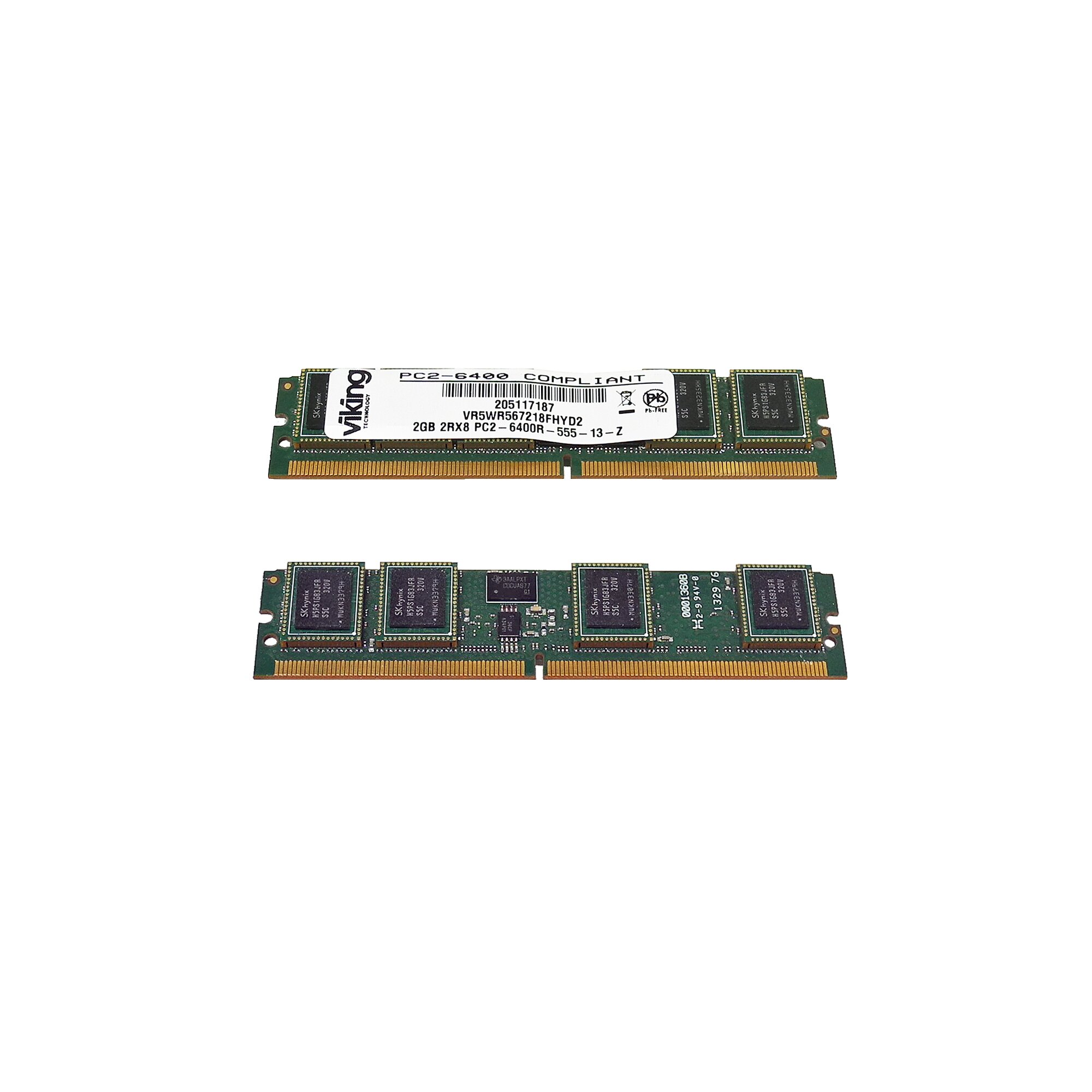 Viking 2GB 2Rx8 PC2-6400R DDR2 RAM VR5WR567218FHYD2 244-pin VLP Mini ...