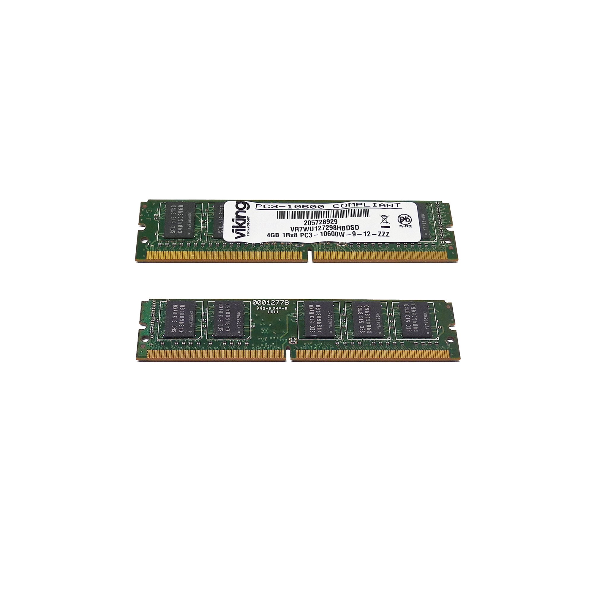 Viking VR7WU127298HBDSD 4GB 1Rx8 PC3-10600W DDR3 ECC 244-pin VLP Mini ...