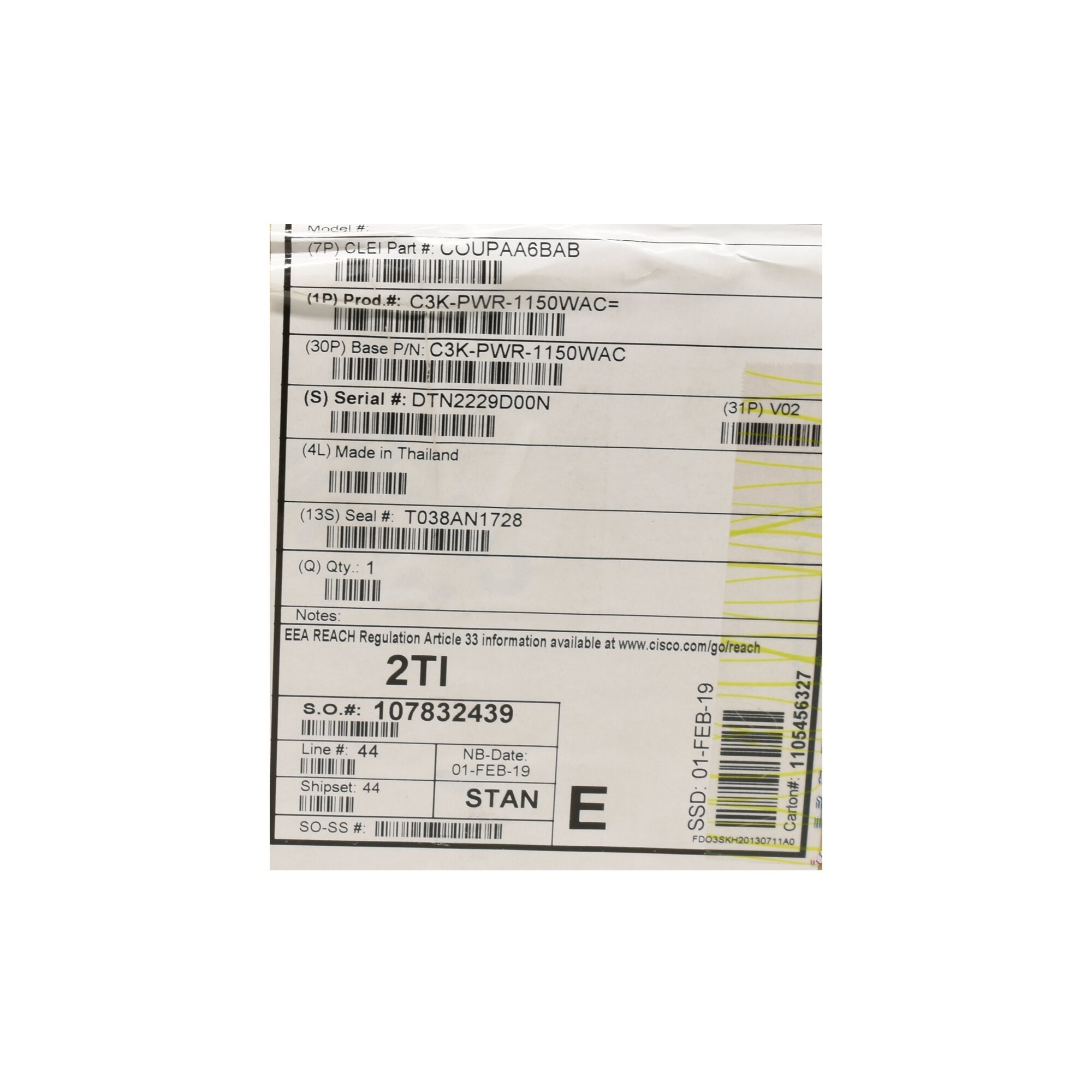 Cisco Netzteil Power Supply DPST-1150AB C3K-PWR-1150WAC NEW NEU ...