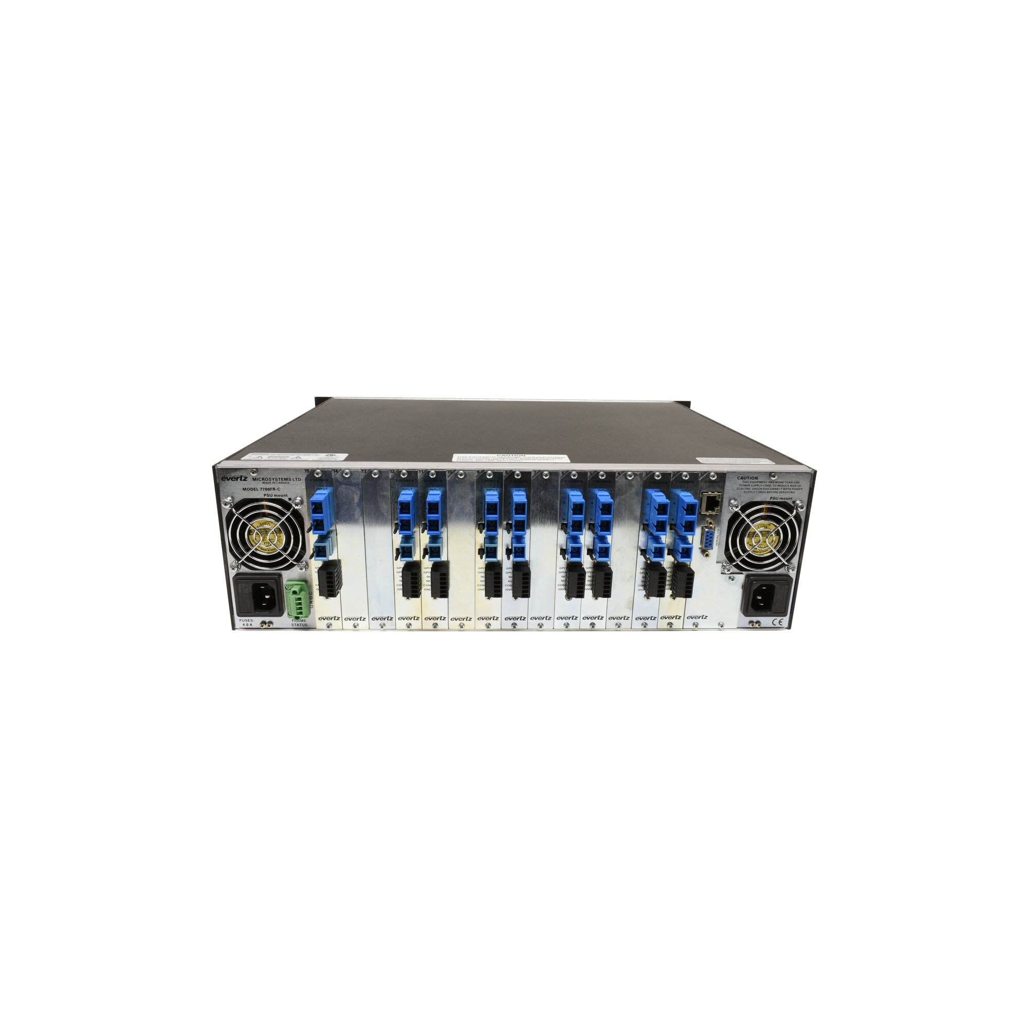 Evertz Multiframe 7700FR-C 2x PSU 9x 7707BPX 1x 7700FC - Piospartslap