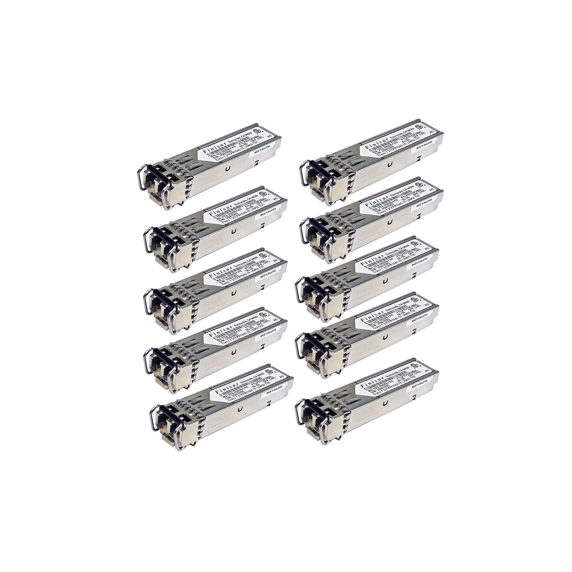 10 x Finisar NetApp SFP FC 2Gb SWL Transceivers FTLF8519P2BNL NA 332 ...