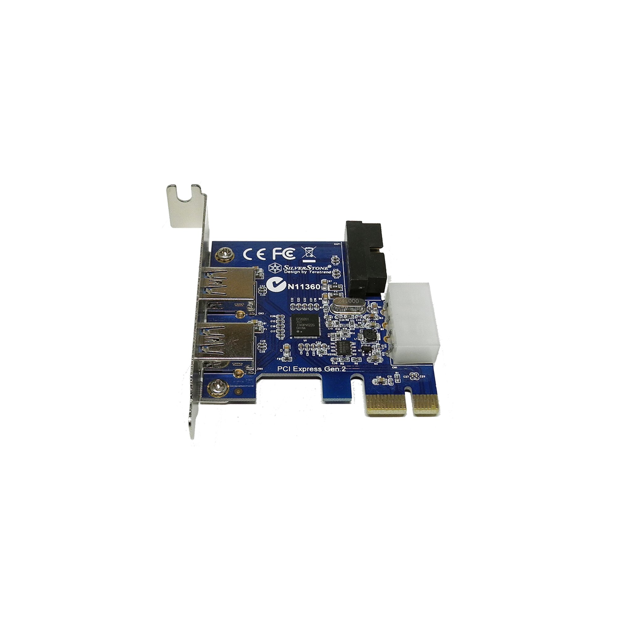 SilverStone SST-EC04-P Dual-Port USB 3.0 PCI-Express x1 Extension Card ...