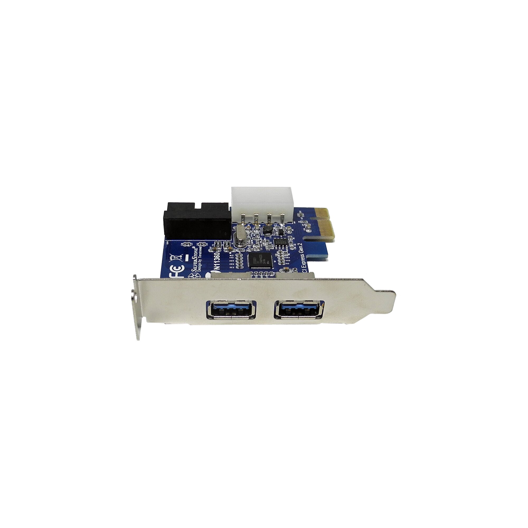 SilverStone SST-EC04-P Dual-Port USB 3.0 PCI-Express x1 Extension Card ...