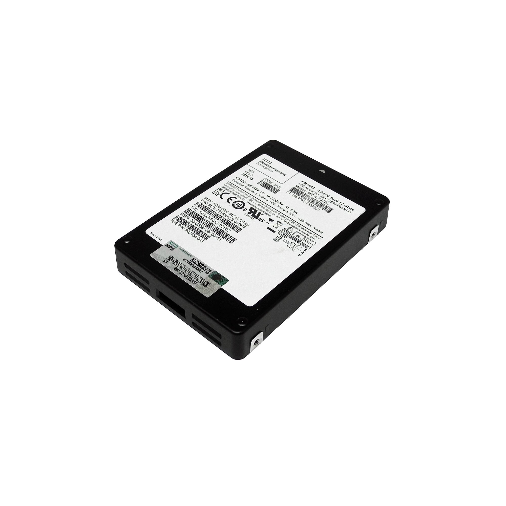 HP Samsung PM1643 3.84TB 2.5“ 12Gbps SAS SSD MZ-ILT3T80 P02434-003 Gen9 ...