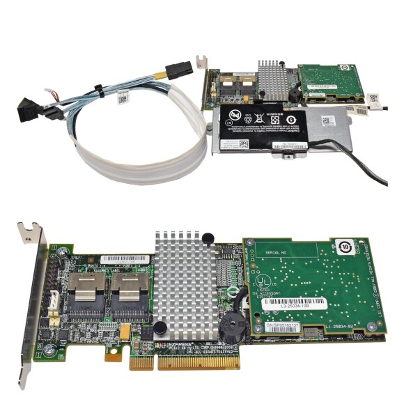 Dell LSI Raid Controller L3-25121-74B 003NDP + Interposer Card + BBU ...