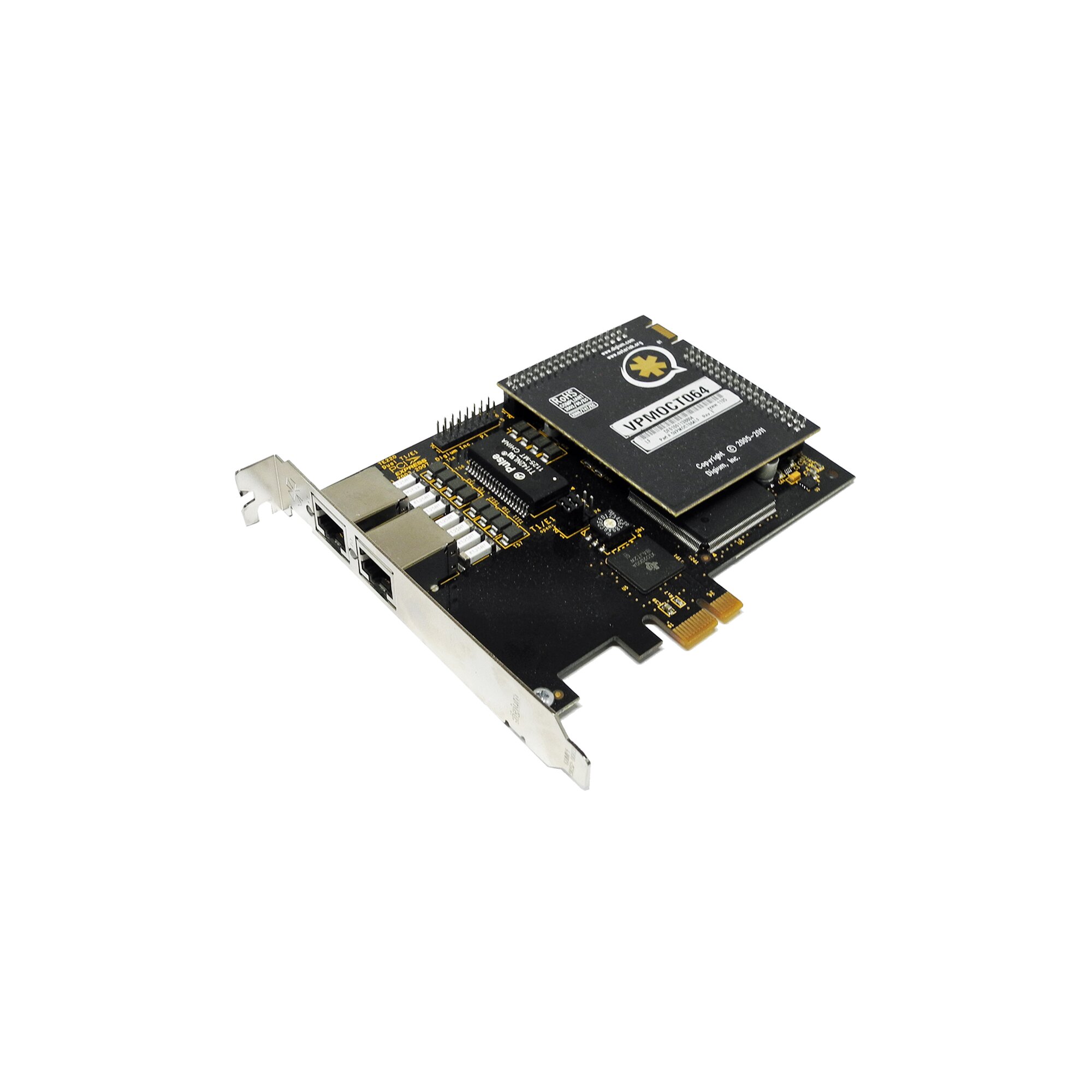 Digium Asterisk TE220 Voice Card with VPMOCT064 Echo Cancellation Module - Piospartslap