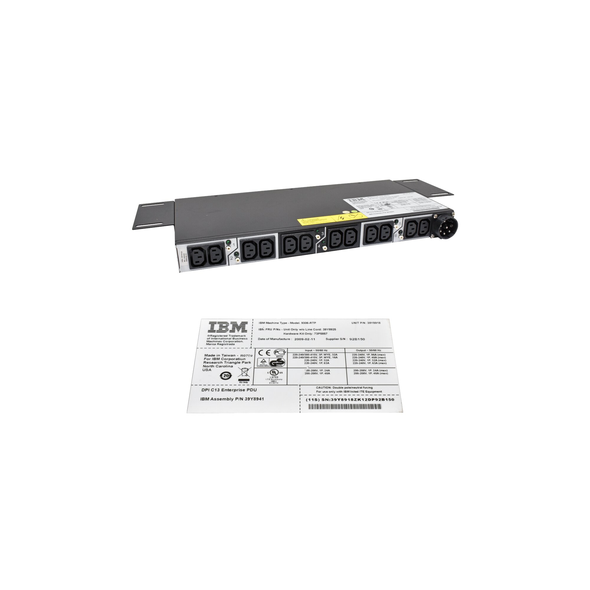 IBM DPI C13 Enterprise PDU 9306-RTP 39Y8941 39Y8918 39Y8925 3 Phasen ...
