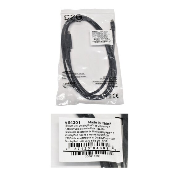 Datenkabel 2M C2G 84301 Mini Display Port - Display Port Neu OVP ...
