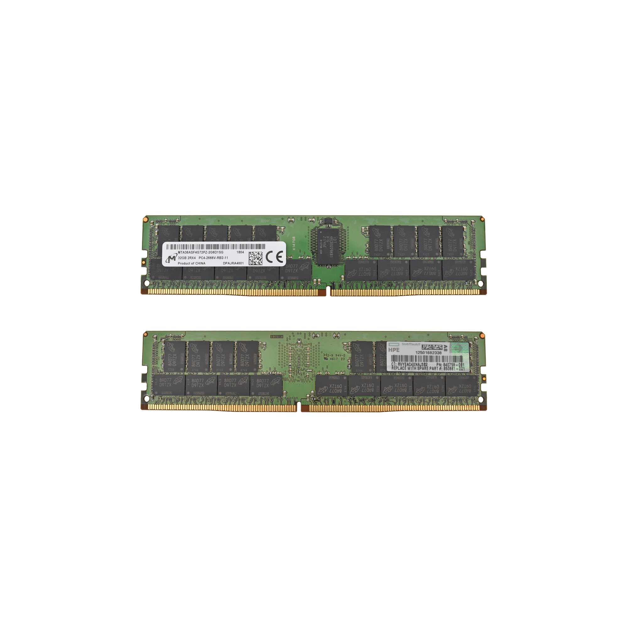 64GB HP Micron 2x32GB 2Rx4 PC4-2666V RAM MTA36ASF4G72PZ-2G6D1 840758 ...