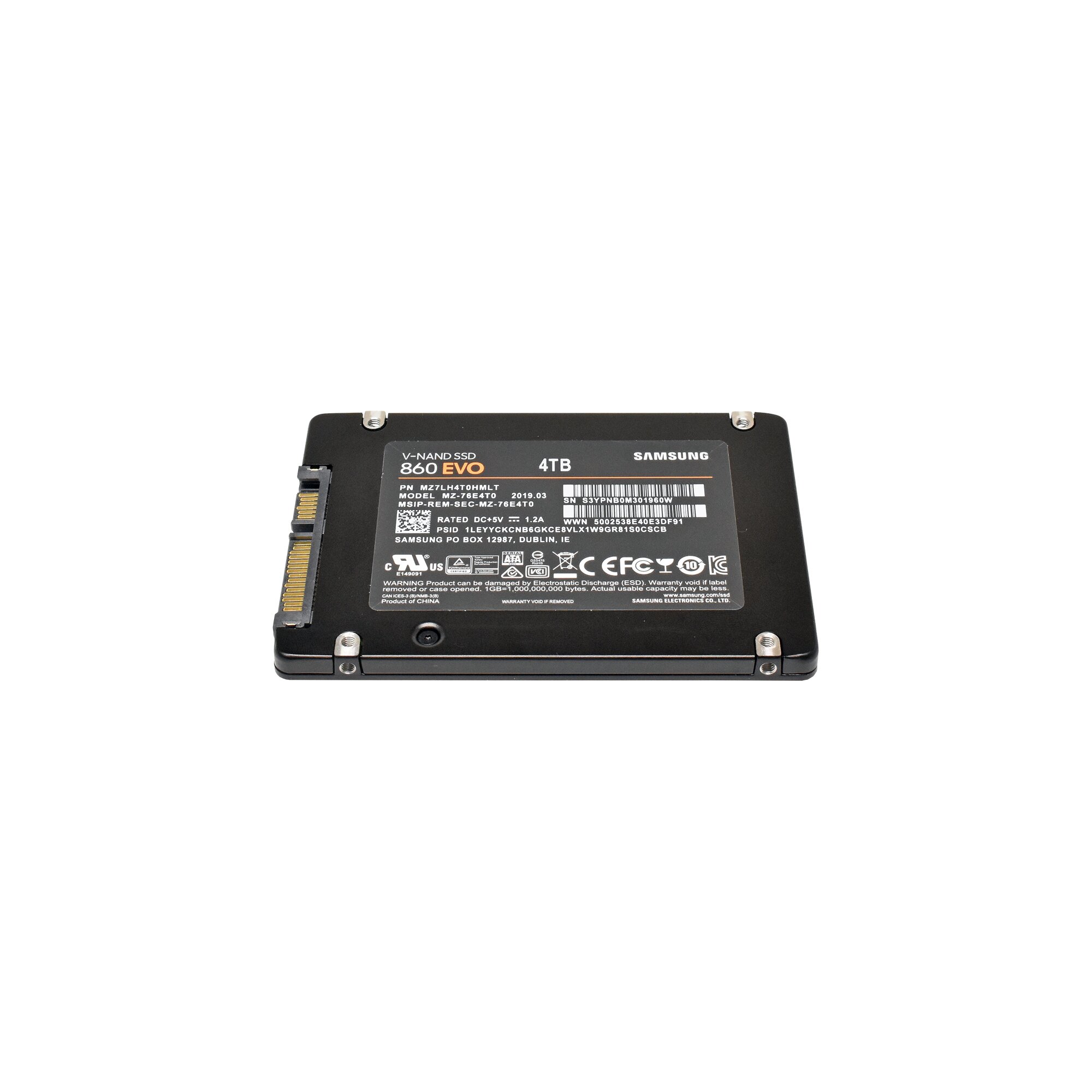 Samsung 860 EVO V-NAD SSD MZ-76E4T0 4TB 2.5 Zoll SATA SSD MZ7LH4T0HMLT ...