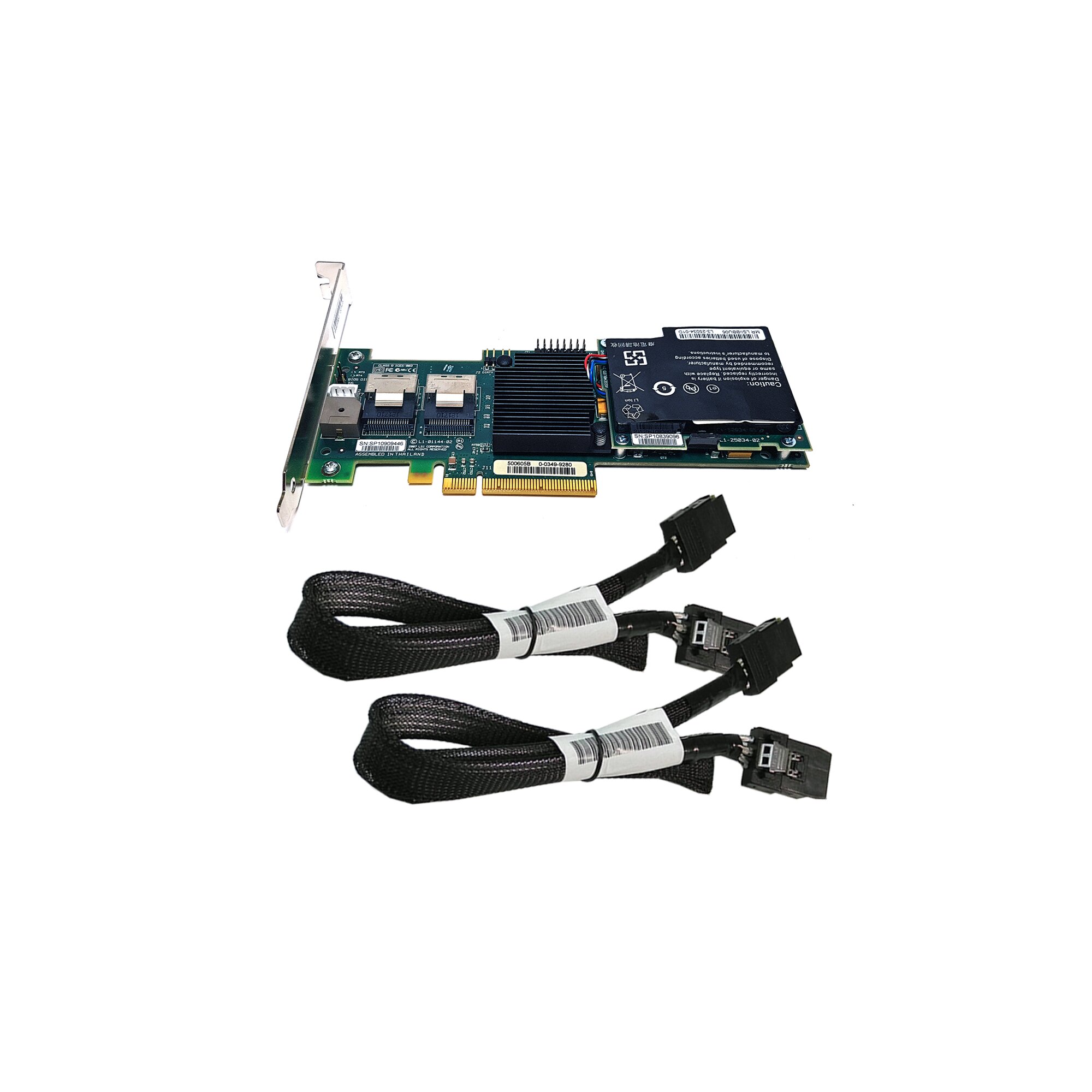 LSI MR SAS 8708EM2 3 Gb/s PCIe x8 RAID Controller +BBU +2x SAS Kabel FP ...