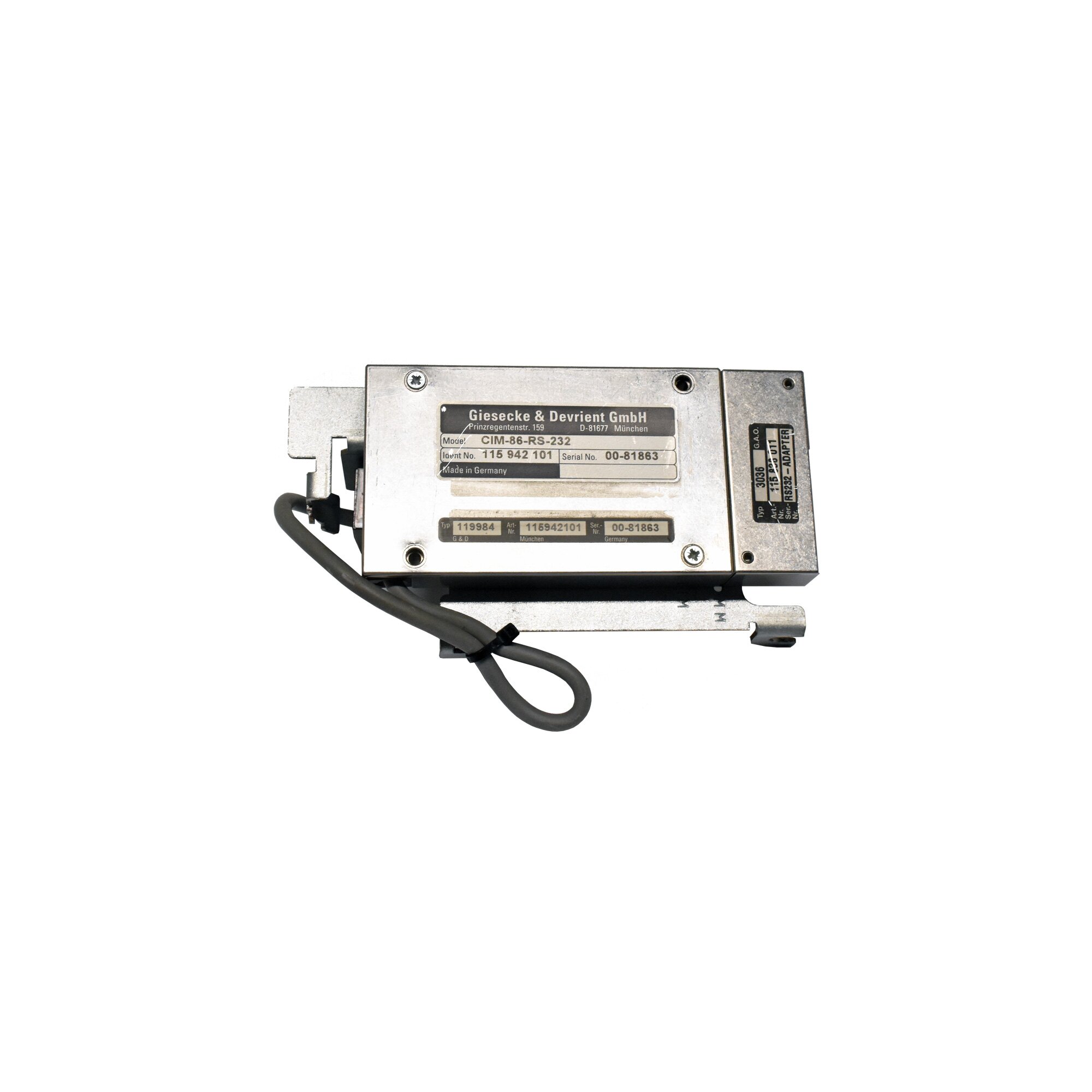 Giesecke & Devrient CIM Modul CIM-86-RS-232 115942101+ RS232 Adapter ...