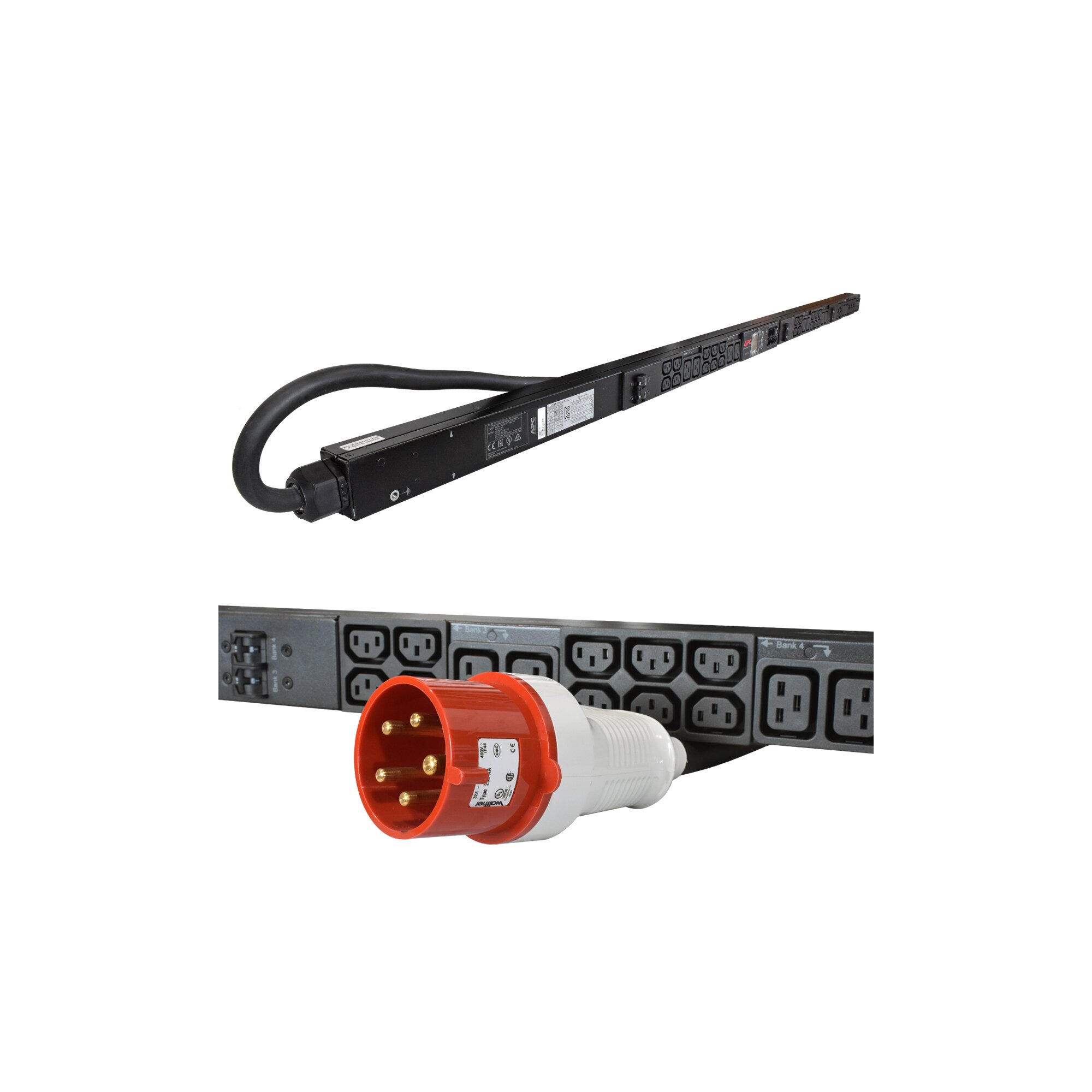 APC AP8886 Rack PDU 2G Metered 3-Phasen Null HE 22,0 kW 32A 17,3 kW 24 A 230V 30x C13 12x C19 ...