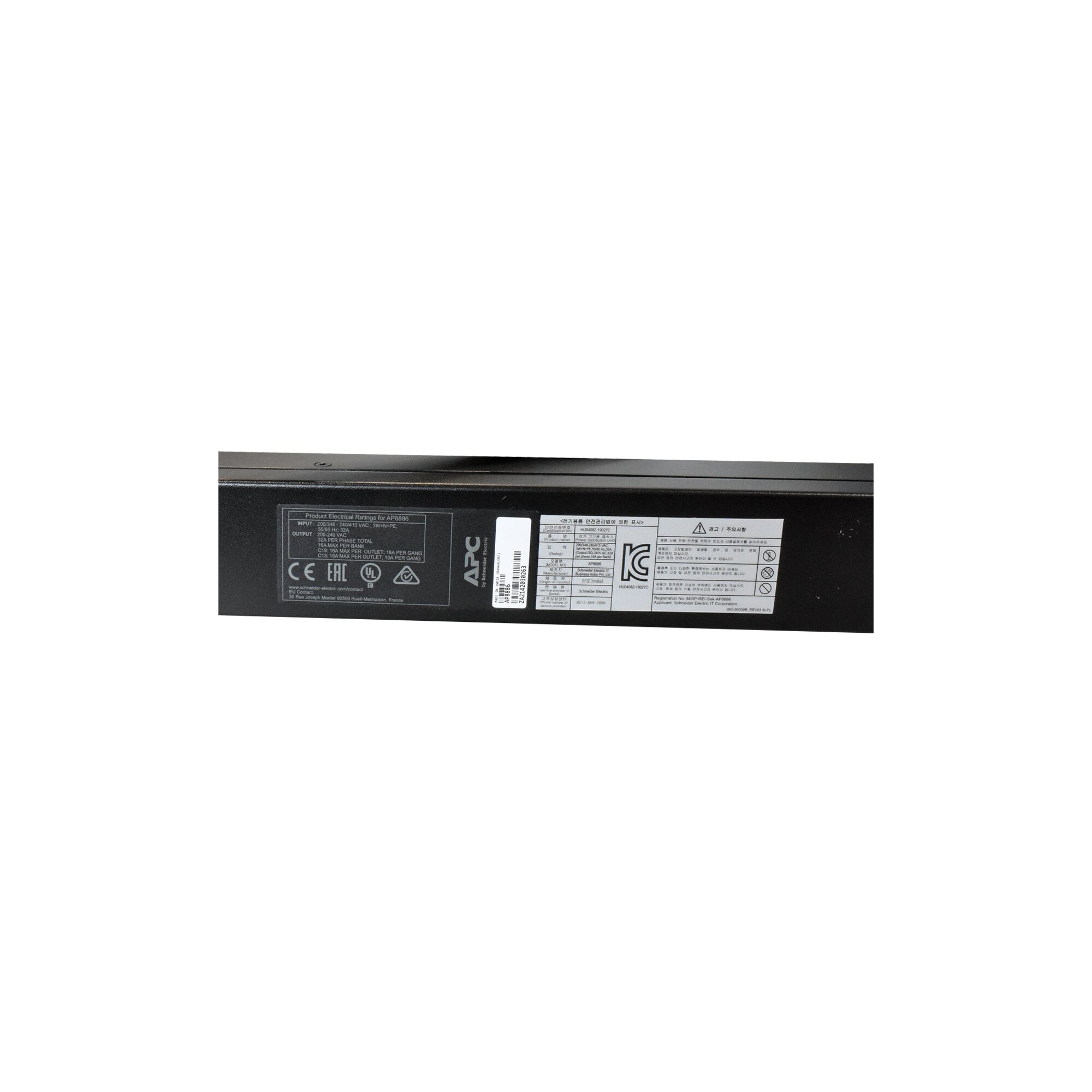 APC AP8886 Rack PDU 2G Metered 3-Phasen Null HE 22,0 kW 32A 17,3 kW 24 ...