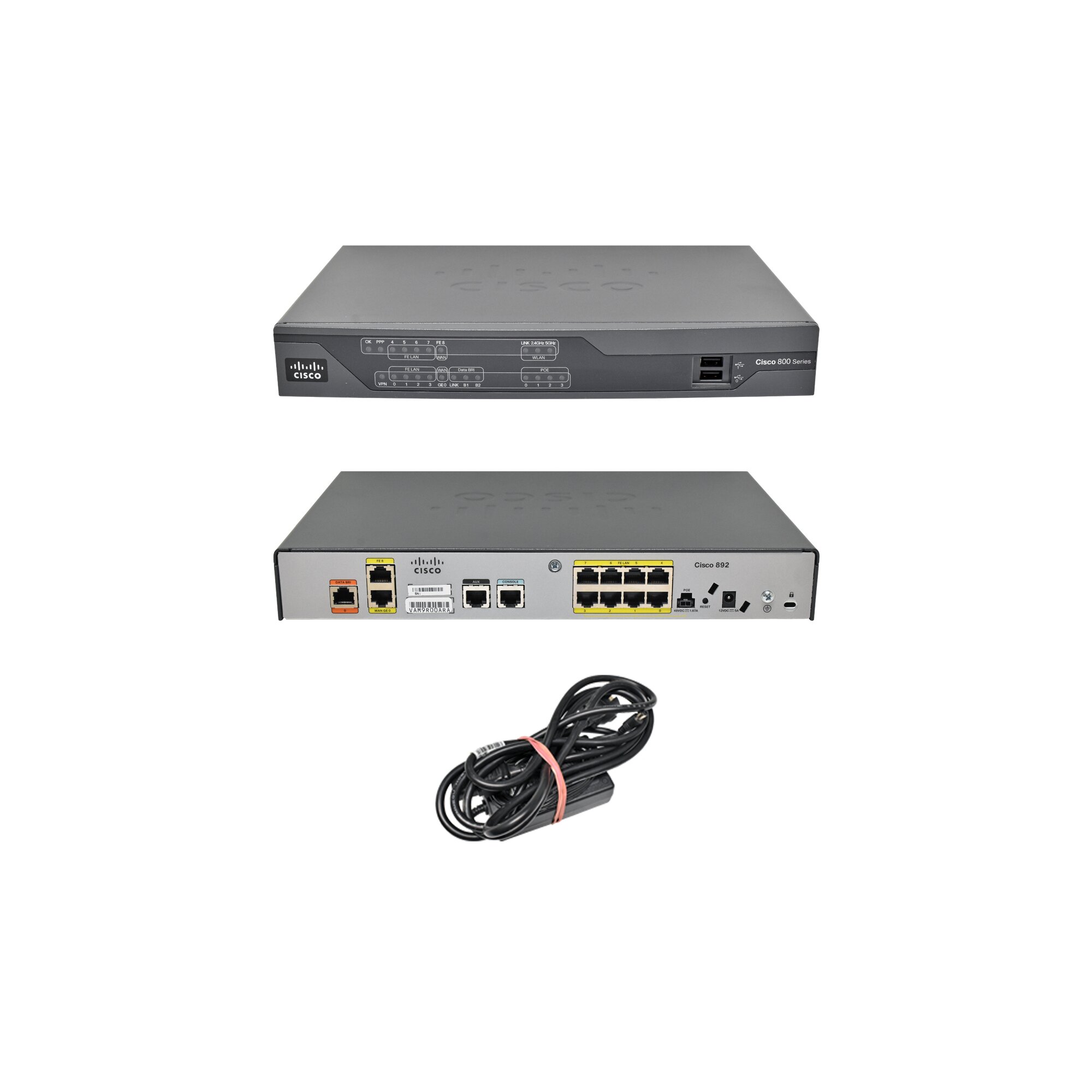 Cisco 890 CISCO892-K9 8-Port Fast Ethernet Integrated Services Router + Netzteil - Piospartslap