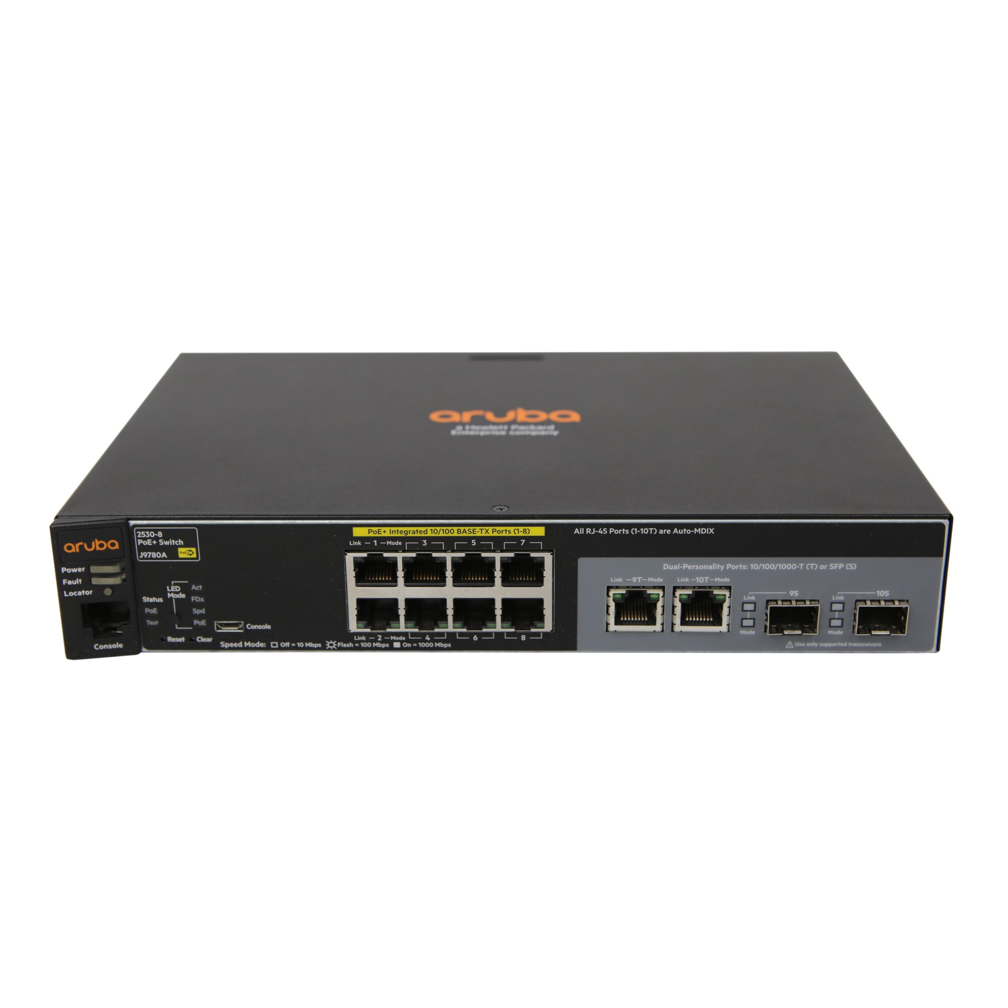 HP Aruba 2530-8 J9780A 8-Port PoE+ Fast Ethernet Switch 2x RJ-45 GE 2x ...