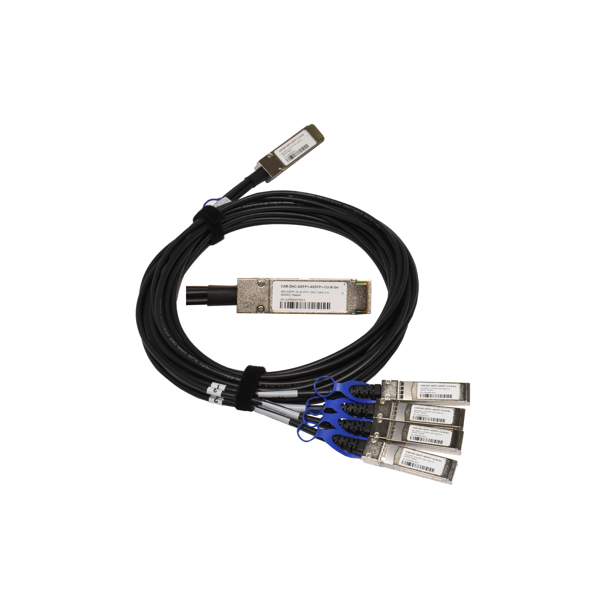 Datenkabel 2m 40G QSFP+ to 4x 10G SFP+ DAC Cable 30AWG passive Breakout ...