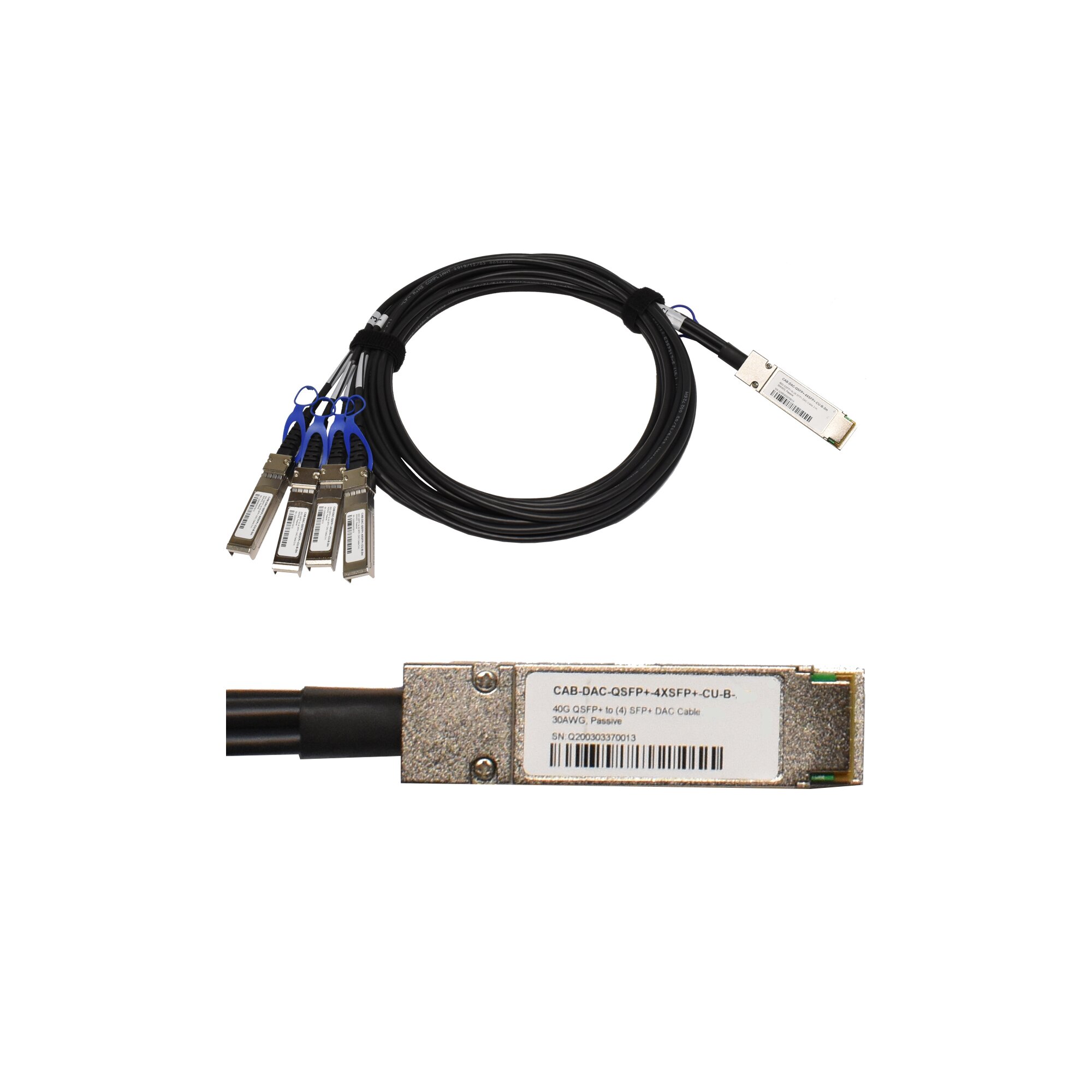 Datenkabel 2,5m 40G QSFP+ - 4x 10G SFP+ DAC Cable 30AWG passive ...