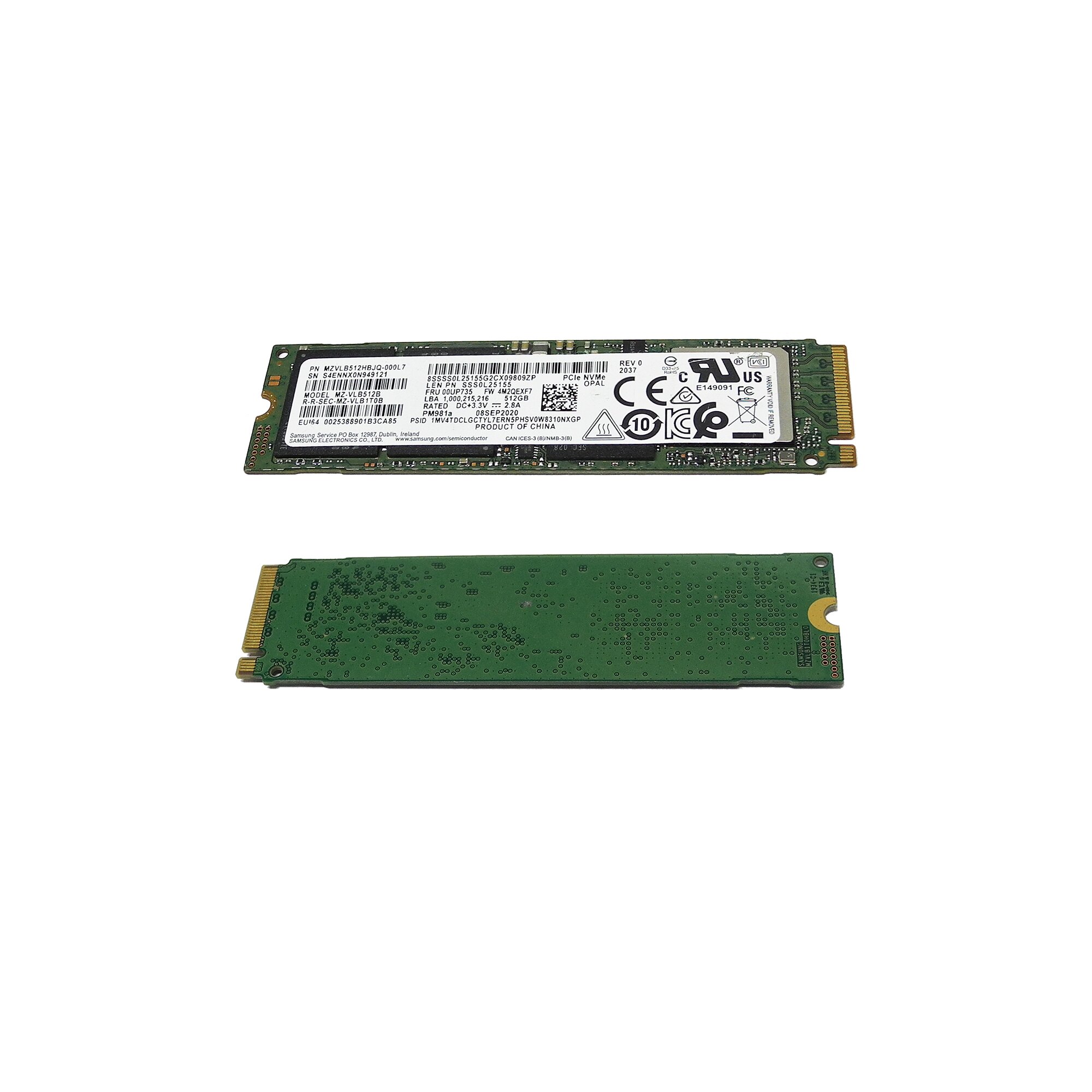 Lenovo 00UP735 Samsung PM981a MZ-VLB512B SSD 512GB M.2 2280 PCIe Gen3.0 ...