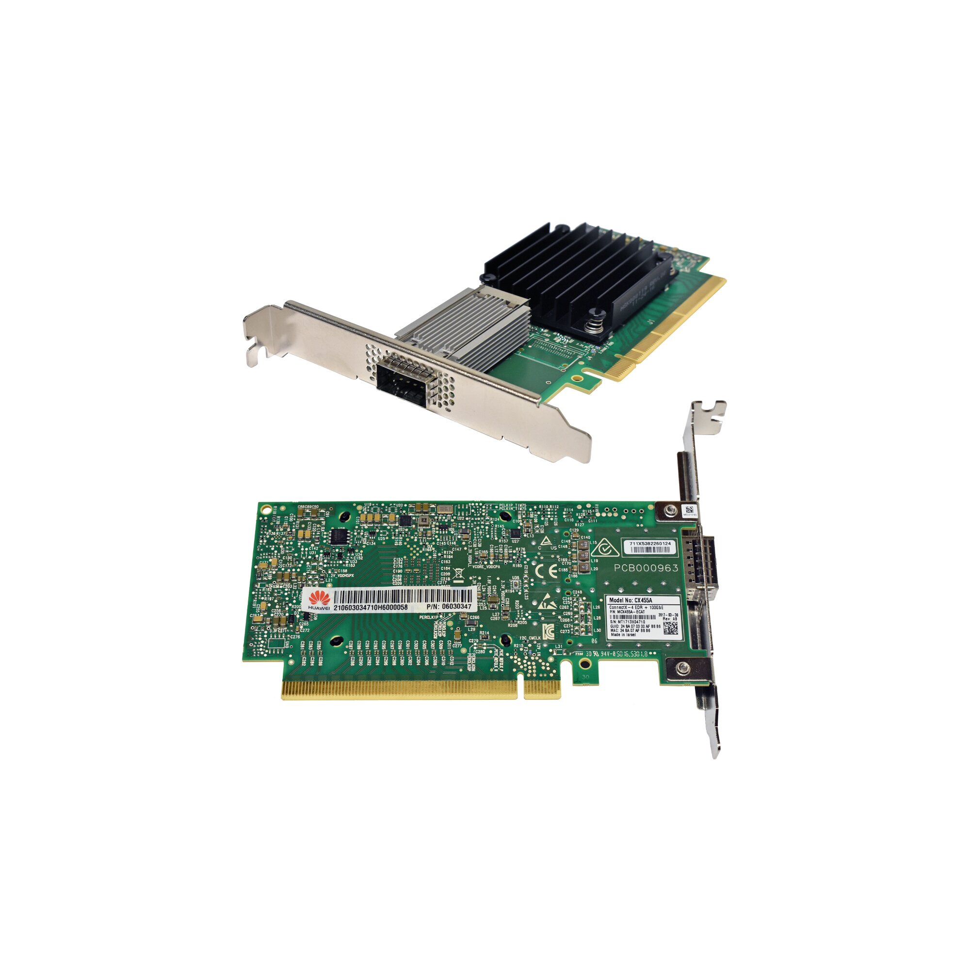 Mellanox Huawei ConnextX CX455A 06030347 1-Port NIC 100G QSFP28 PCIe 3. ...