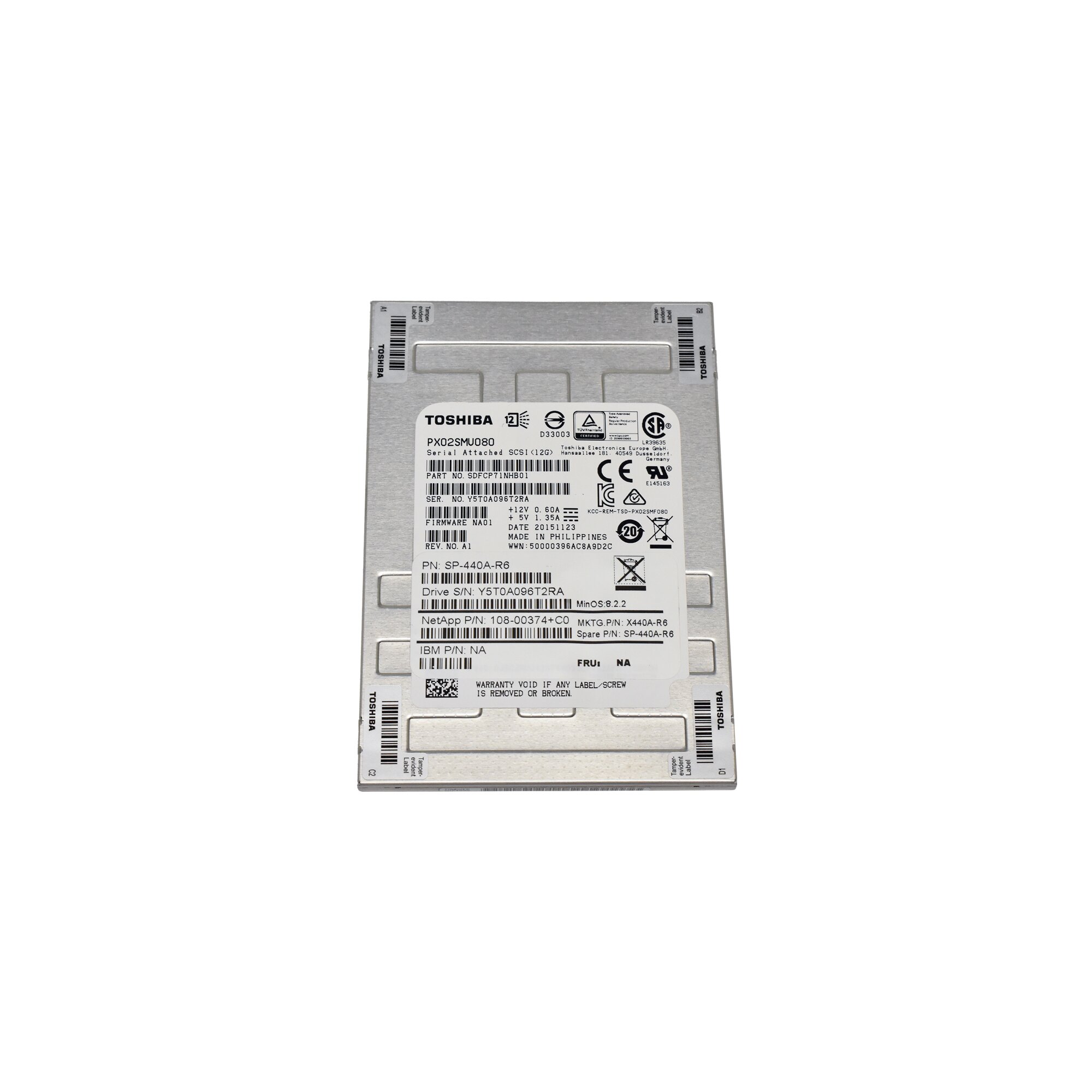 Toshiba NetApp 800GB SSD SAS 12Gb/s 2.5“ PX02SMU080 X440A-R6 - Piospartslap
