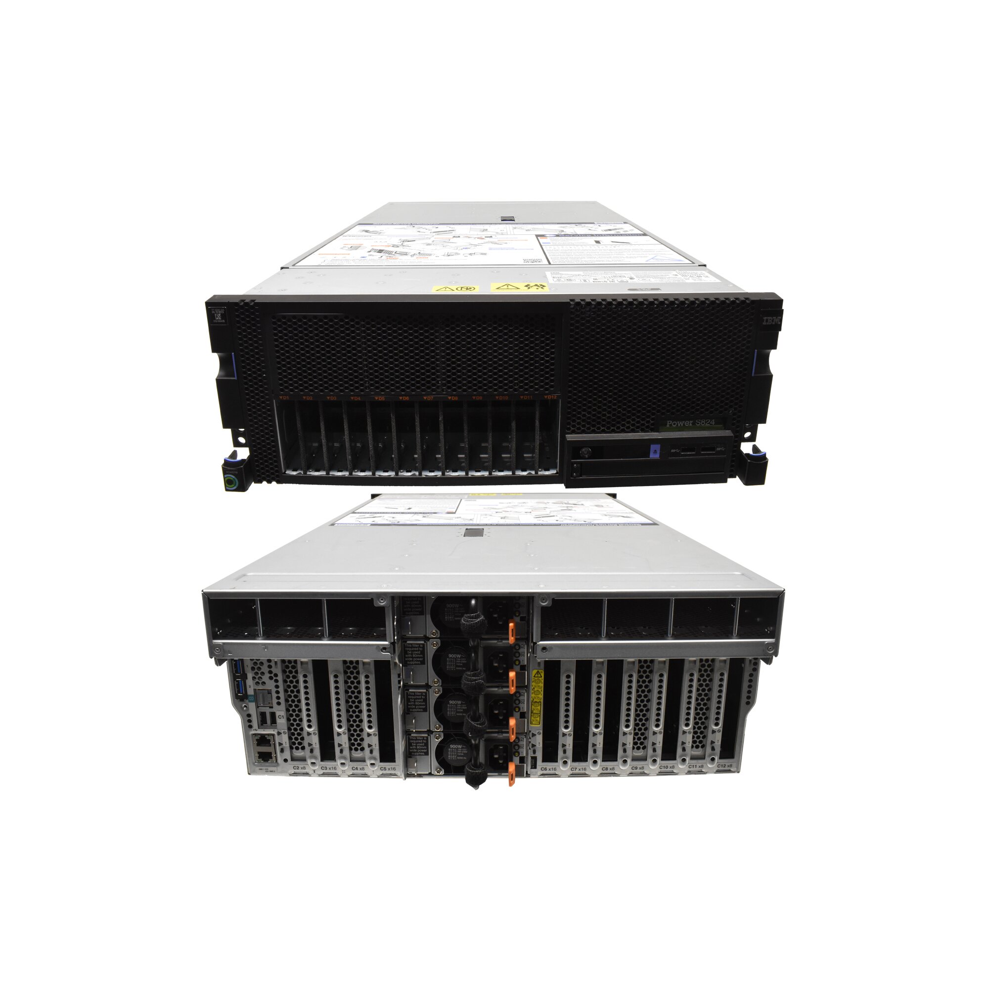 IBM Power S824 Server 2x Power8 CPU 1TB RAM PC4 12x SFF 4U 4x 00E3502 ...