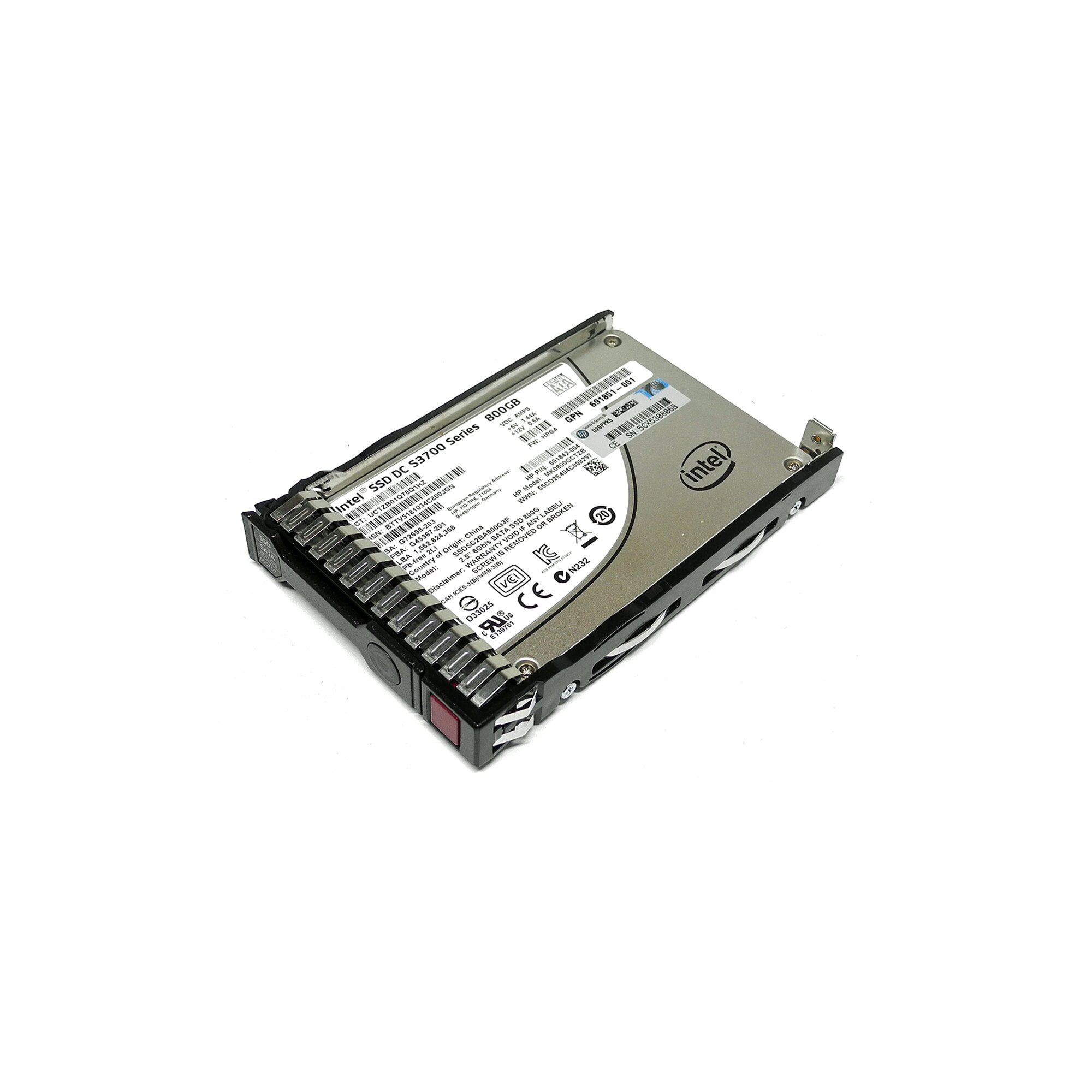 HP Intel SSD DC S3700 800GB SATA 6Gb/s 2.5“ SSD + Rahmen 691842-004 ...