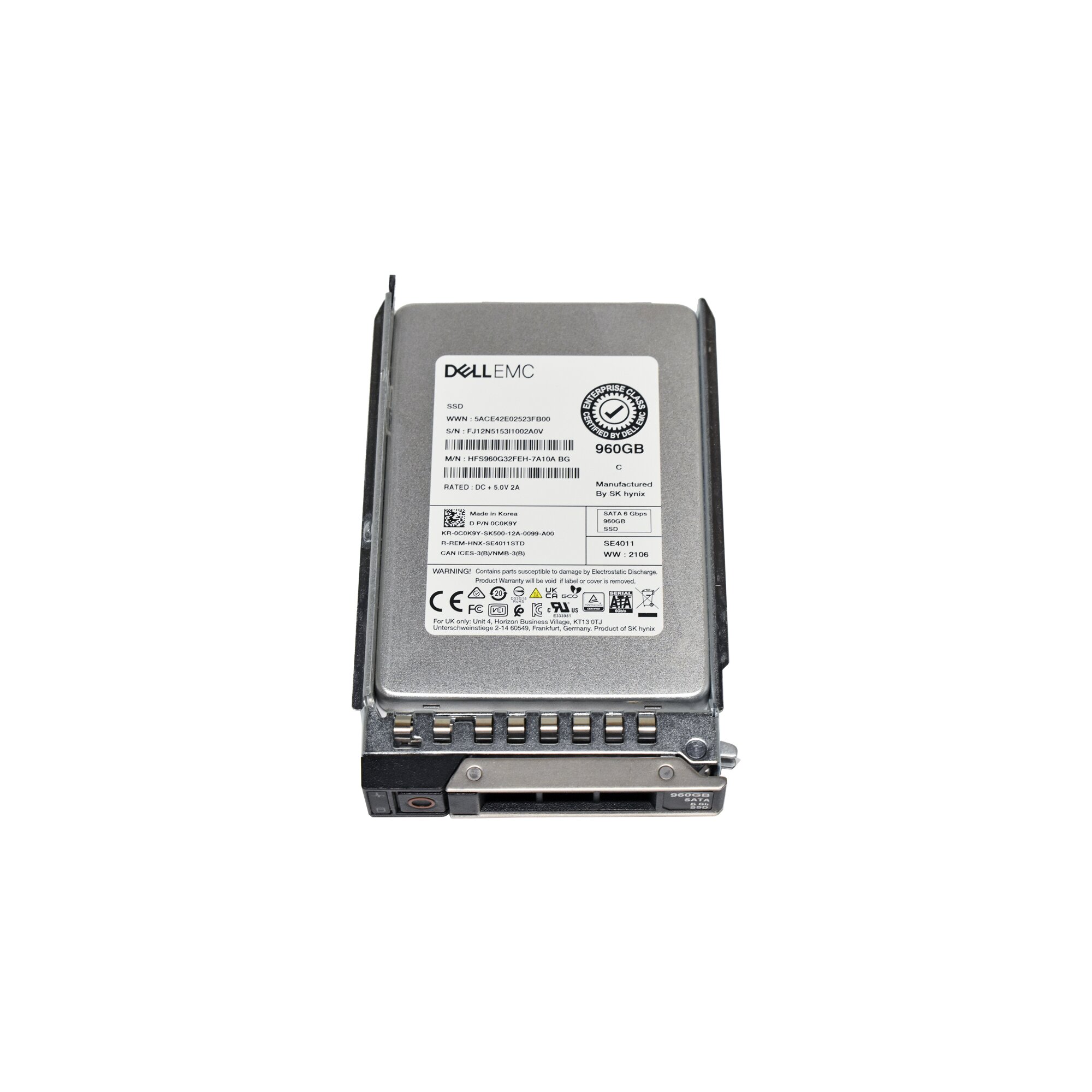 Dell EMC 960GB 2,5" SATA 6 G SSD 0C0K9Y HFS960G32FEH-7A10A - Piospartslap