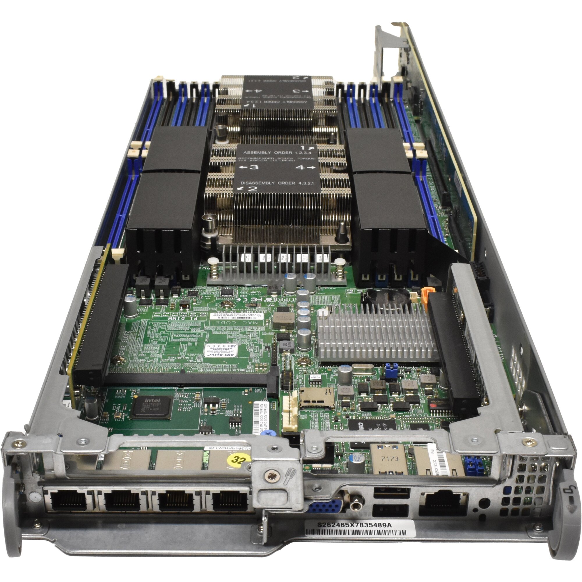 Supermicro Node Server X11DPT Rev:1.02 no CPU no PC4 2x Heatsink 1x AOC ...