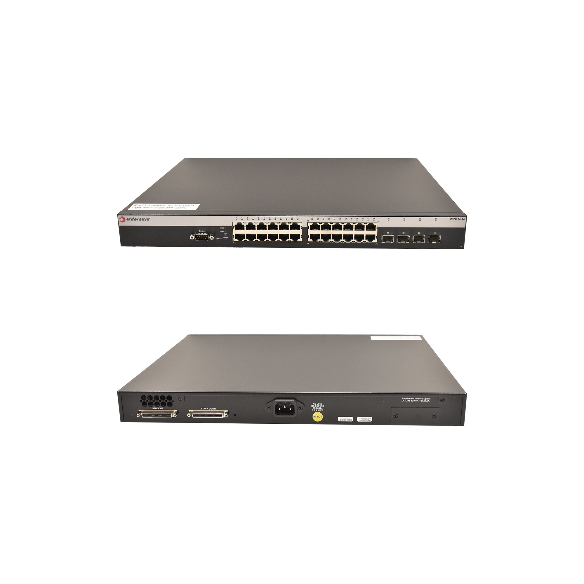 Enterasys Stackable L2/L3/L4 C3G124-24 24-Port Gigabit Ethernet Switch ...