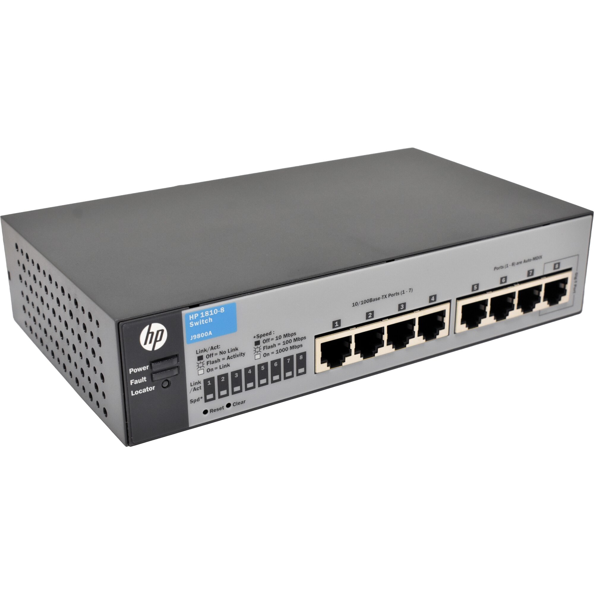 HP 1810-8 J9800A 7-Port Fast Ethernet 1-Port GE Switch + PSU NEW NEU ...
