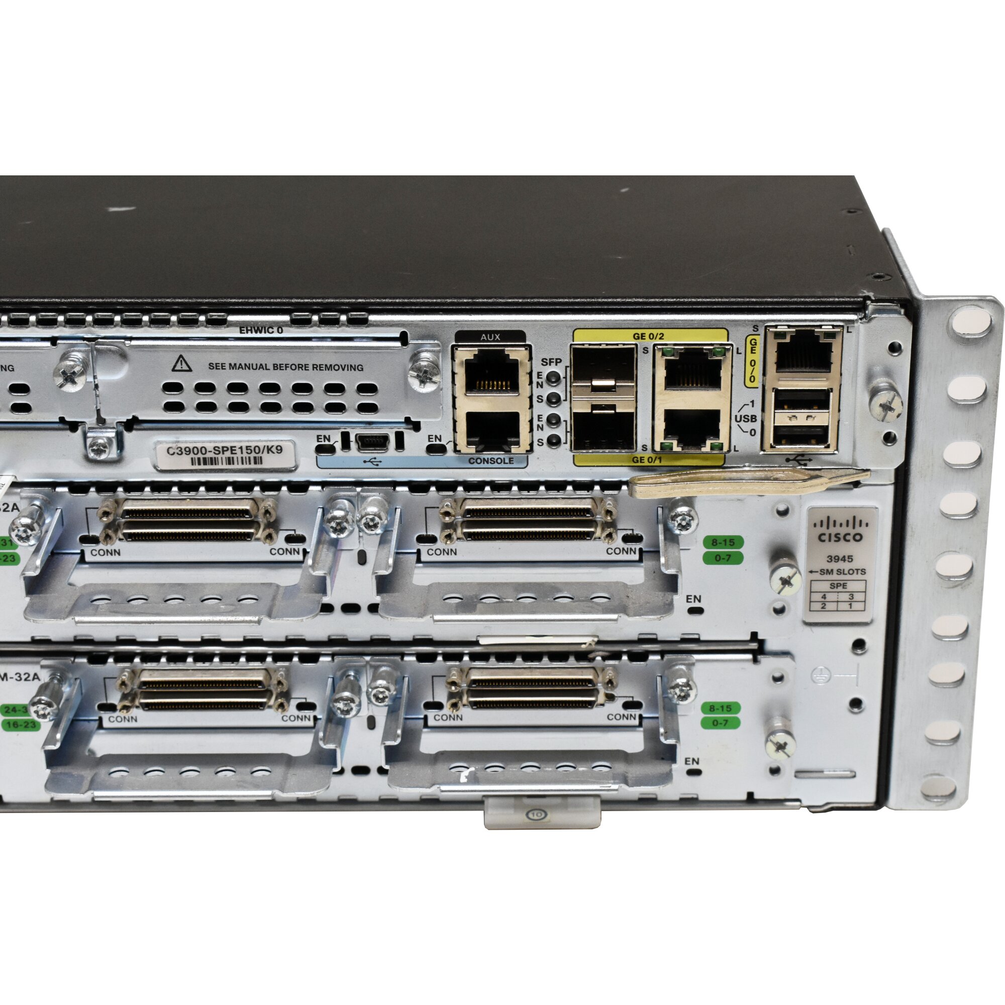 Cisco 3945-Chassis + Modul C3900-SPE150/K9 4x Modul SM32A 10x HWIC16A ...