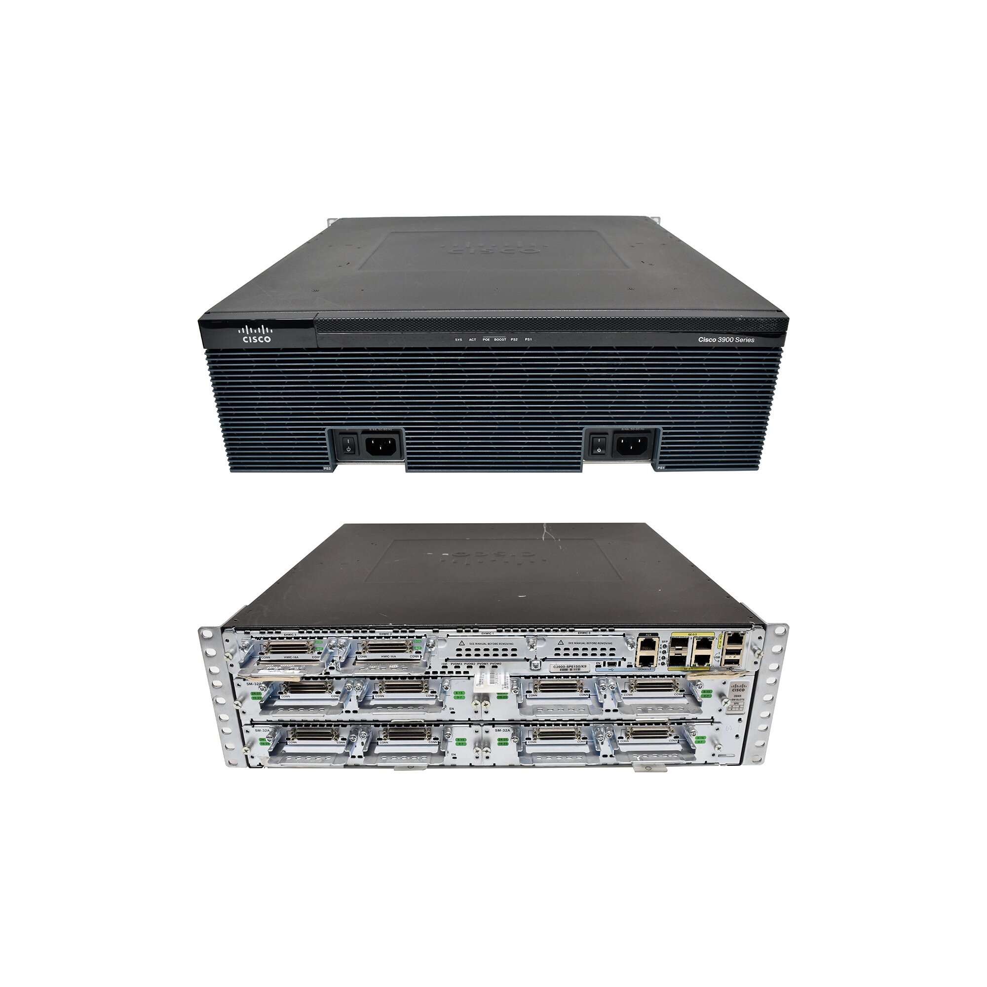 Cisco 3945-Chassis + Modul C3900-SPE150/K9 4x Modul SM32A 10x HWIC16A ...