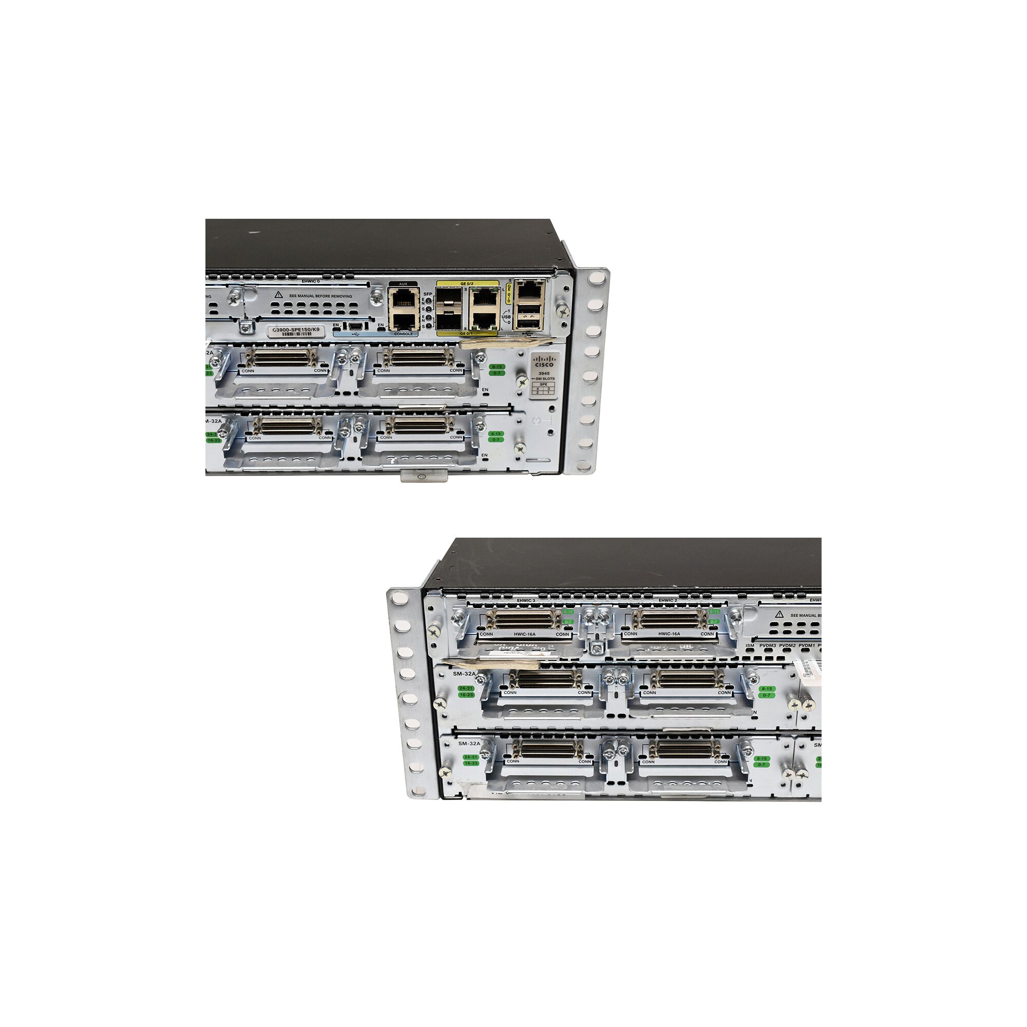 Cisco 3945-Chassis + Modul C3900-SPE150/K9 4x Modul SM32A 10x HWIC16A ...