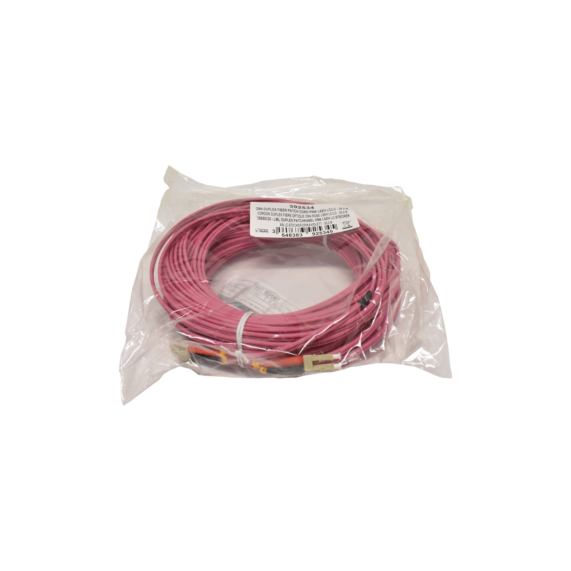 5 x Corning OM4 Duplex FIBER Patch Kabel Cord Pink LSZH LC/LC-30m NEU ...