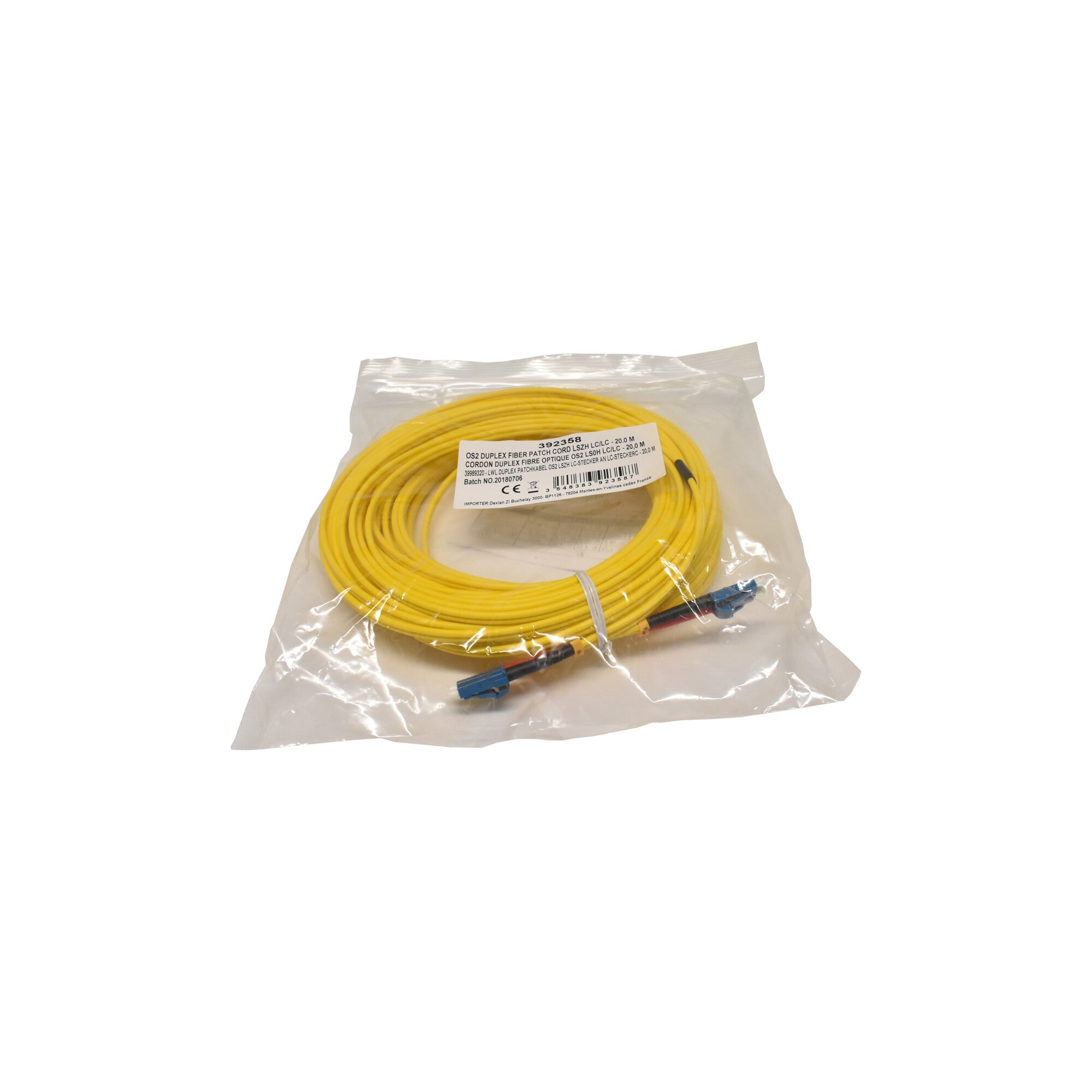 Corning OS2 Duplex FIBER Patch Cord LSZH LC/LC 20m NEW NEU - Piospartslap