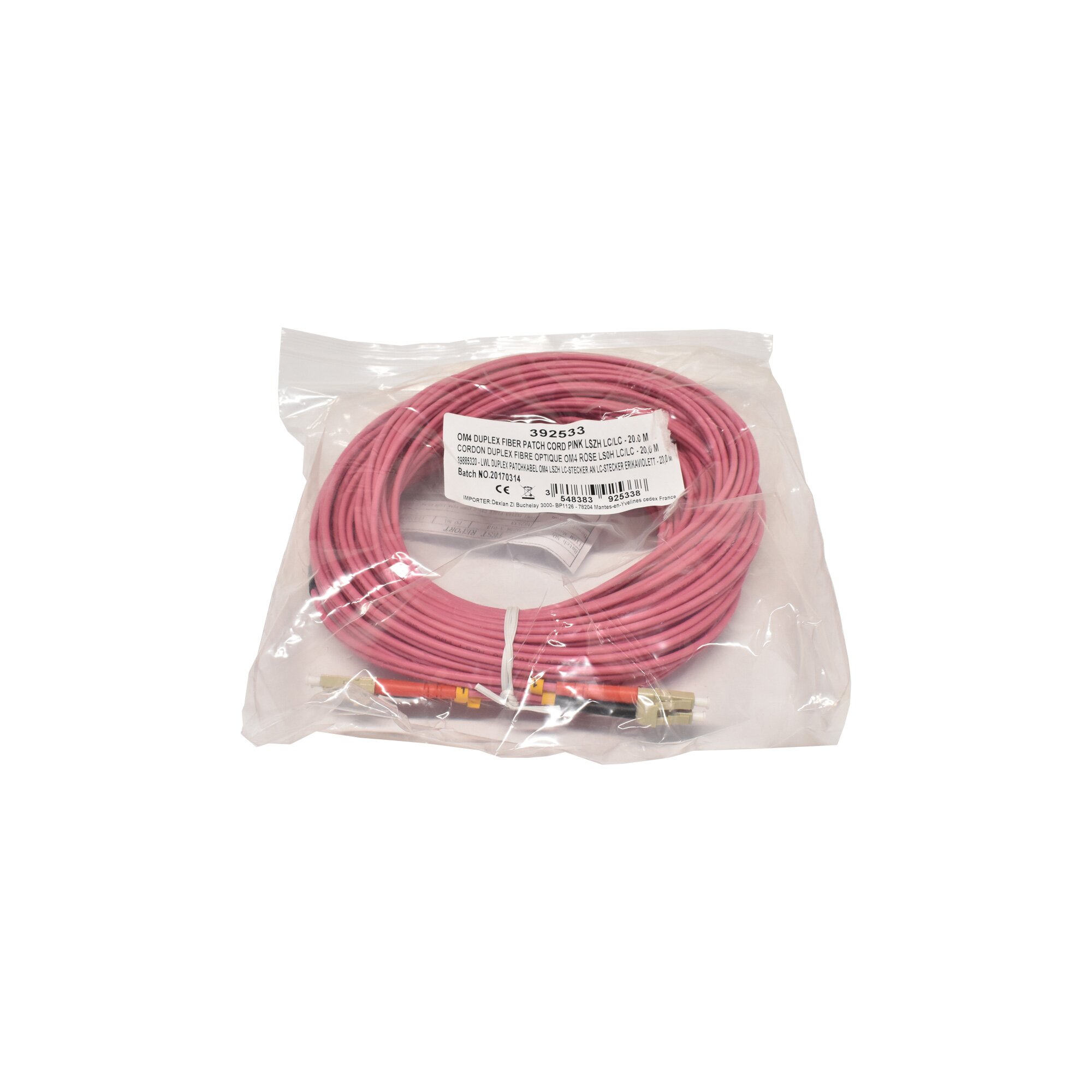 Corning OM4 Duplex FIBER Patch Cord Pink LSZH LC/LC-25m NEU
