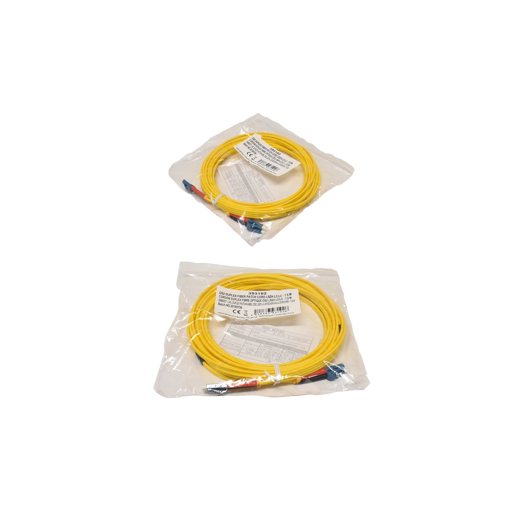 40 x Corning OS2 Duplex Fiber patch Cord GELB LSZH LC/LC- 7,5m NEU NEW