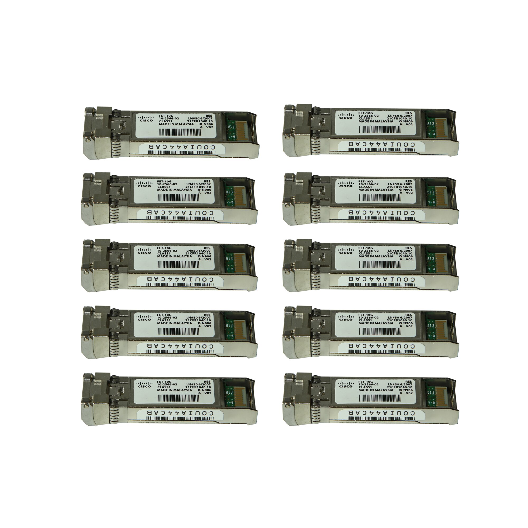10x Cisco original FET-10G SFP+ 10Gb Transceivers 10-2566-02 COUIA44CAB - Piospartslap
