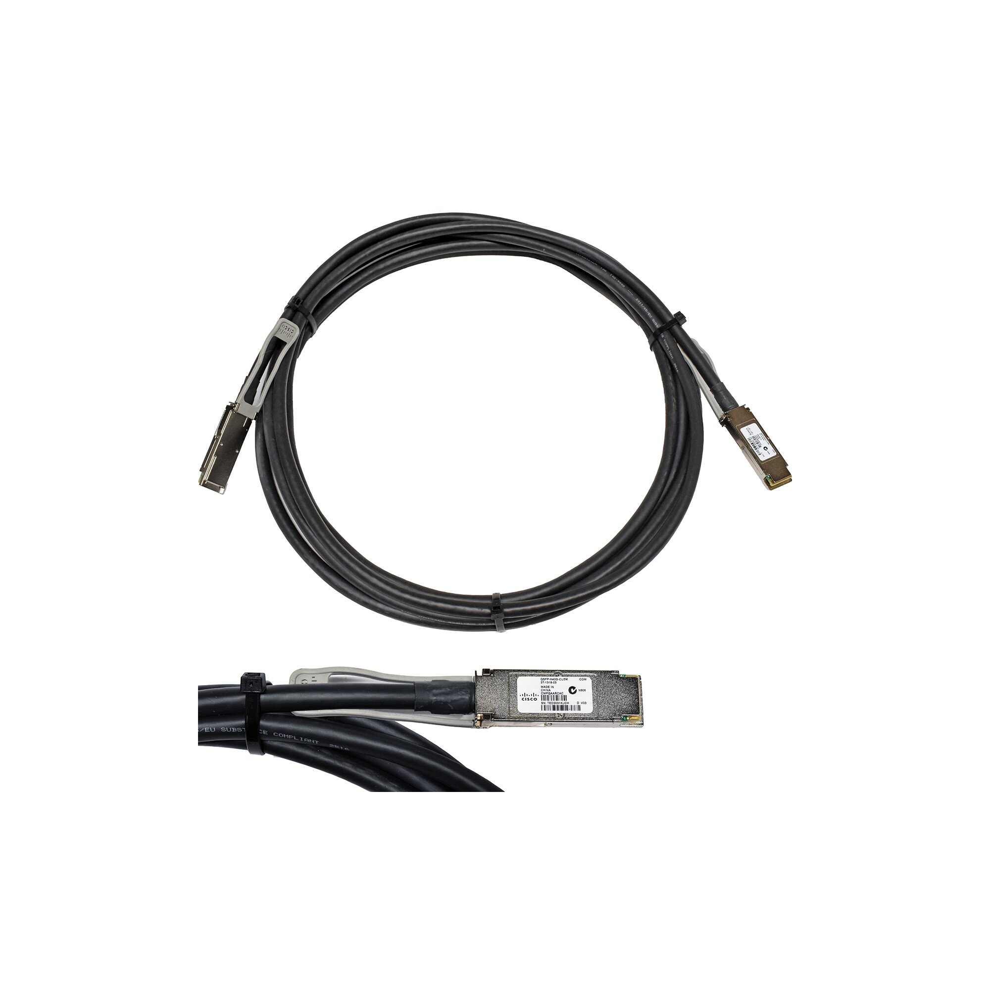Cisco QSFP-H40G-CU5M 37-1318-03 5m 40G Passive Copper DAC Data Cable QSFP+ - QSFP+
