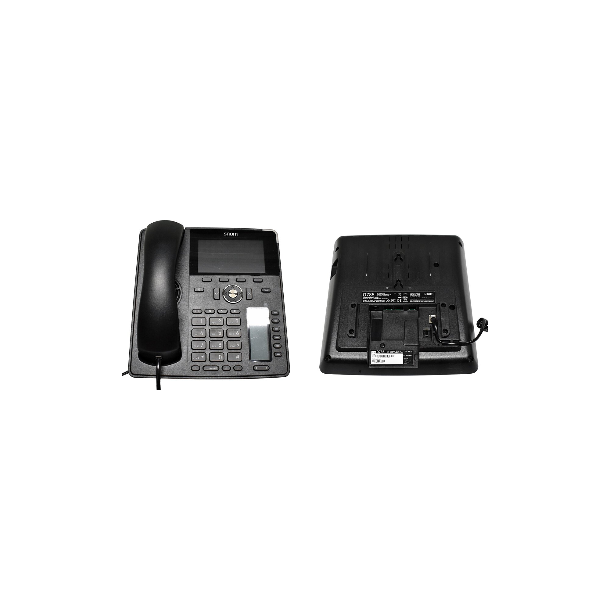 Snom D785 PoE Systemtelefon black 4,3 Zoll Farbdisplay DSP HD-Audio Dual-Display + Standfuß ...
