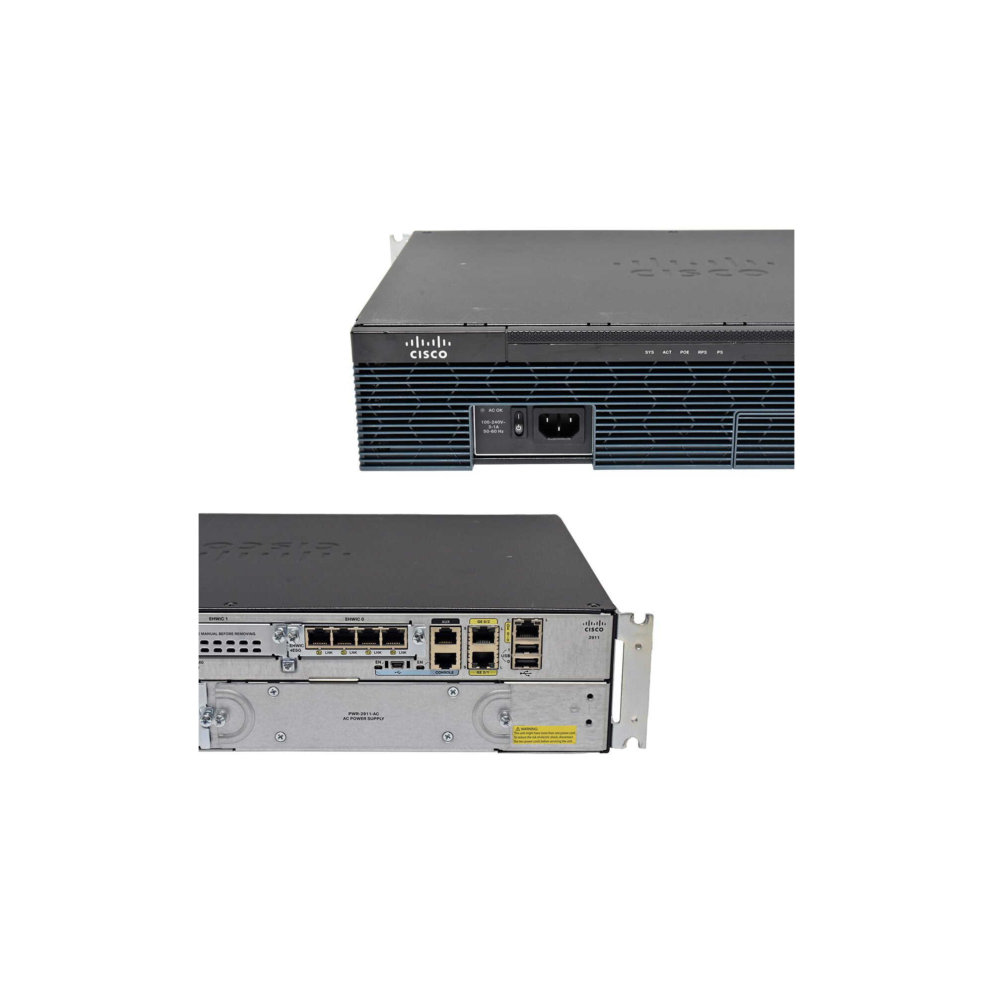Cisco 2911 CISCO2911/K9 Integrated Services Router + Module EHWIC 4ESG ...
