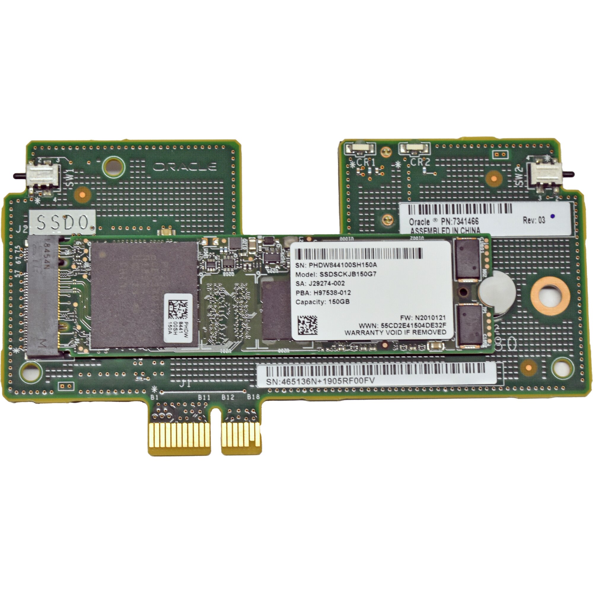 Oracle Intel SSDSCKJB150G7 150GB M.2 SSD with 7341466 Carrier Board ...